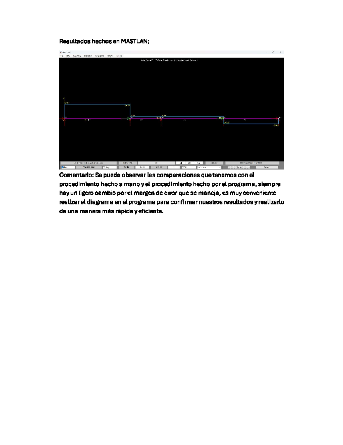 Imagen mat - Resultados hechos en MASTLAN: a MASTAN2 File View Geometry Properties Conditions ...