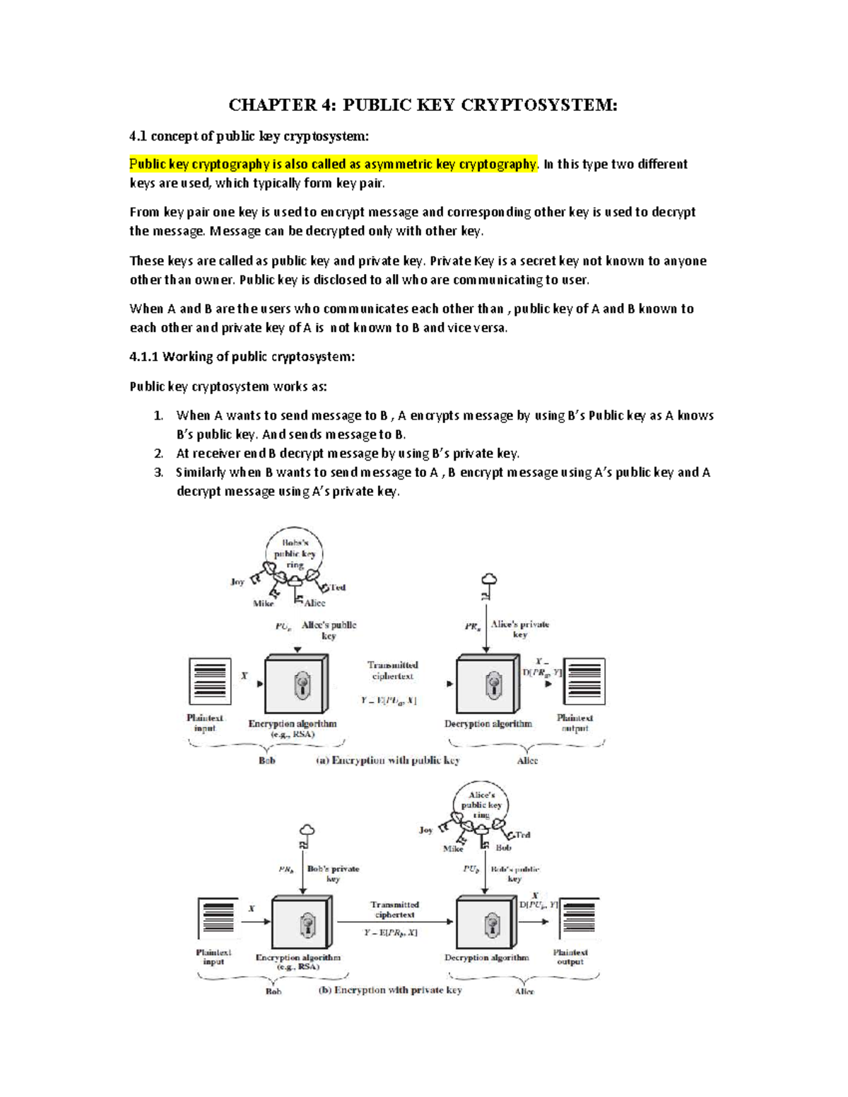 Ins - CHAPTER 4: PUBLIC KEY CRYPTOSYSTEM: 4 concept of public key ...
