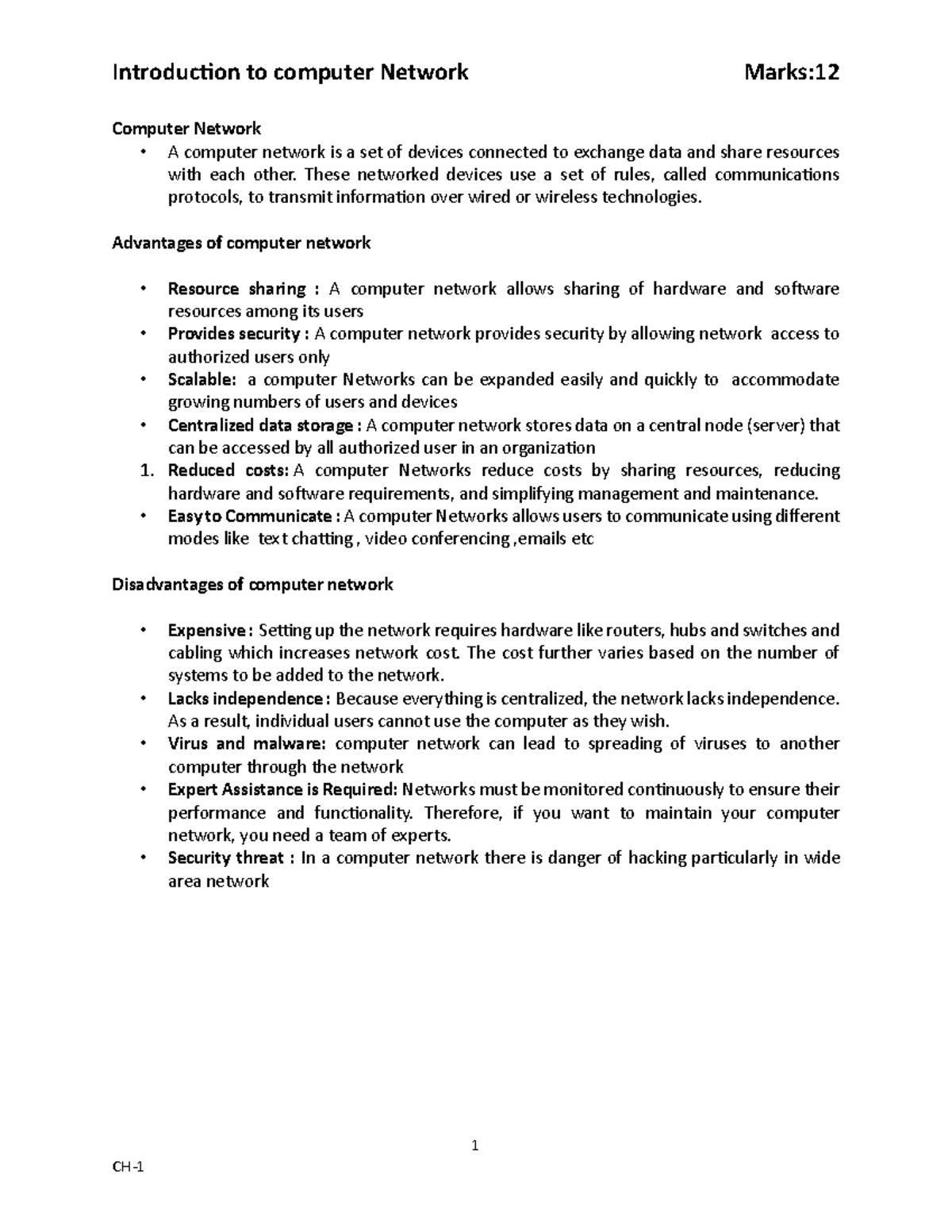 CNM Chapter 1 - CNM3 - 1 Computer Network A computer network is a set ...