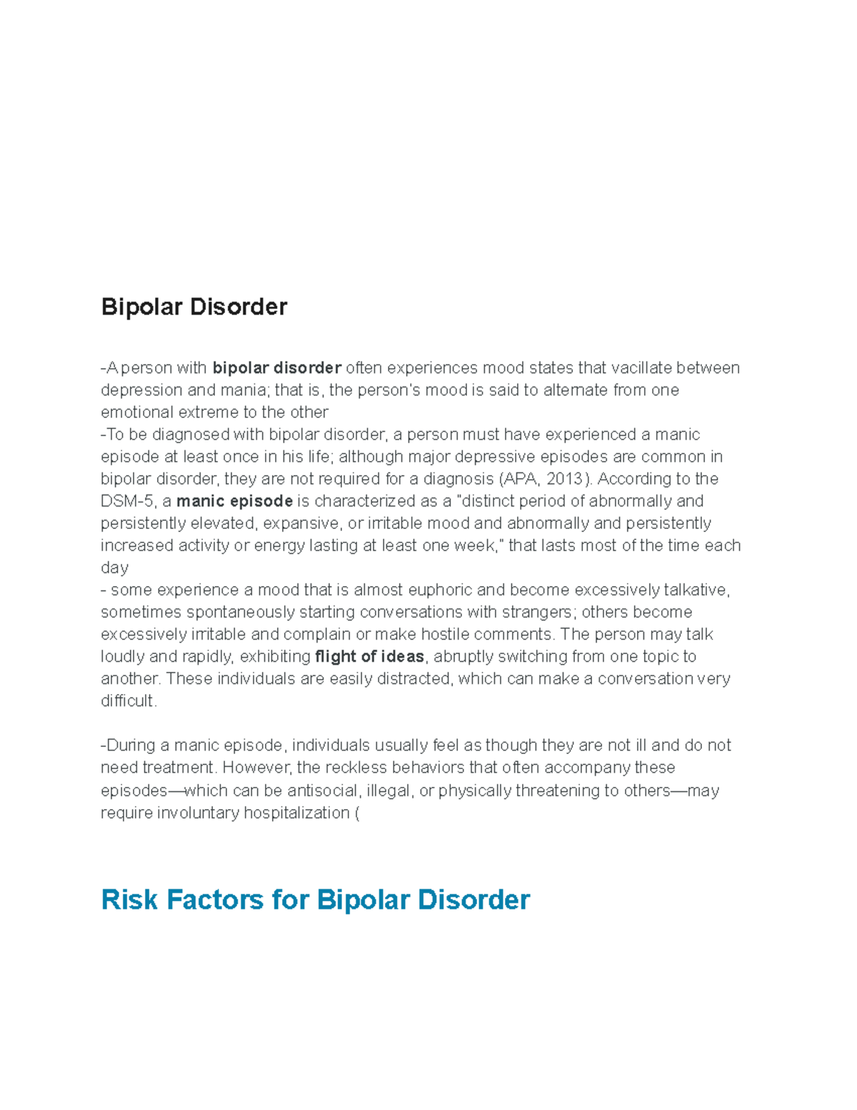 Psy MOD 14 - This is the notes of psy 103 mod 14 - Bipolar Disorder -A ...