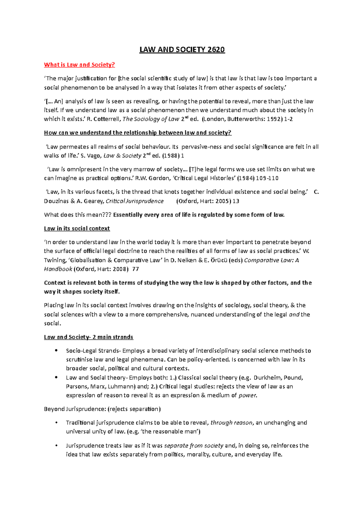2620 Law And Society Notes For All Topics LAW AND SOCIETY 2620