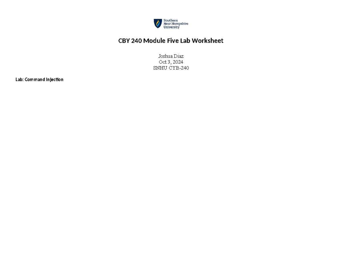 CYB 240 5 2 Lab Joshua Diaz - CBY 240 Module Five Lab Worksheet Joshua ...