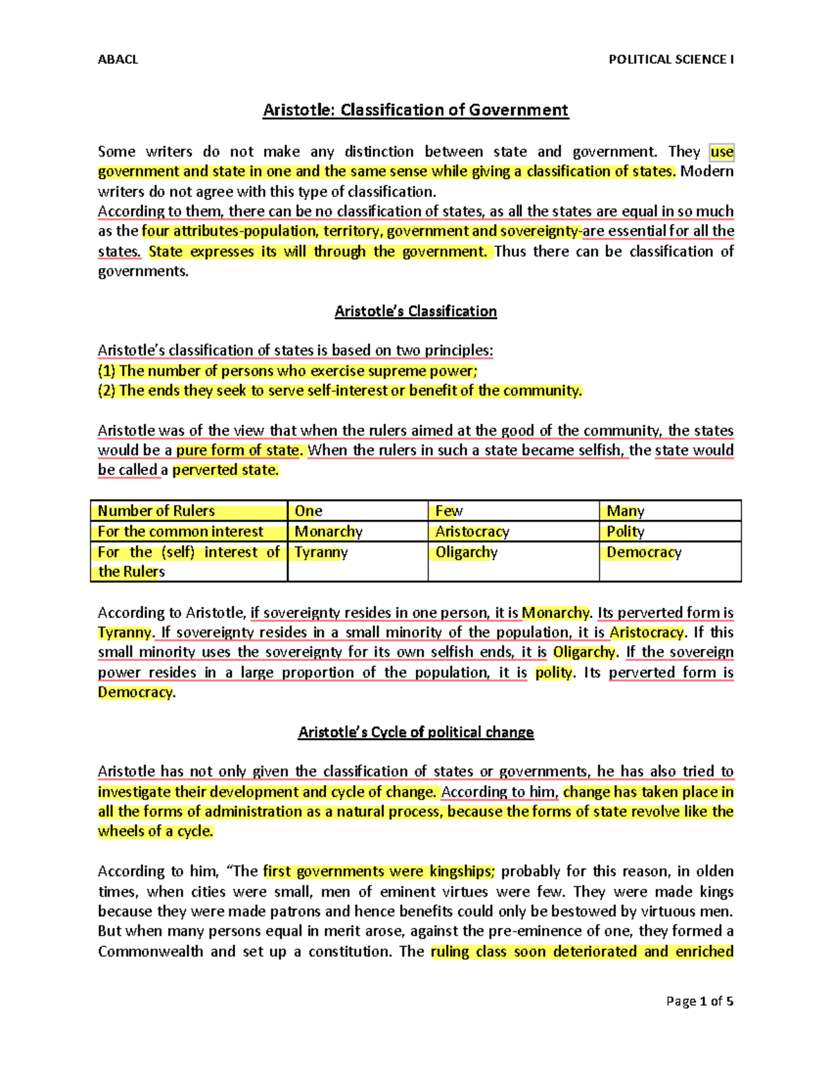 527776739 Aristotle s Classification of Government - Aristotle ...