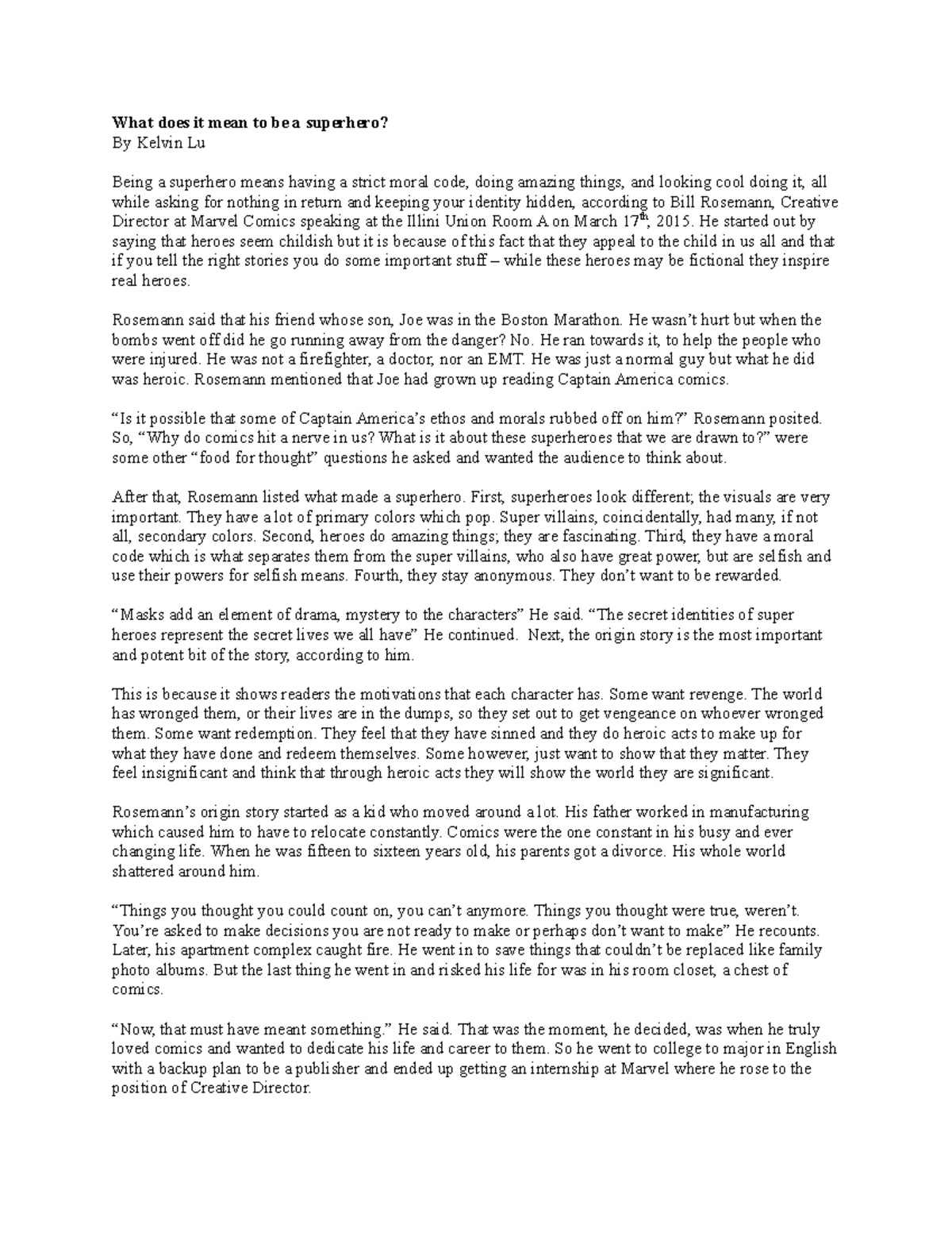 Journalism Article - One of the weekly mandatory writing assignments ...