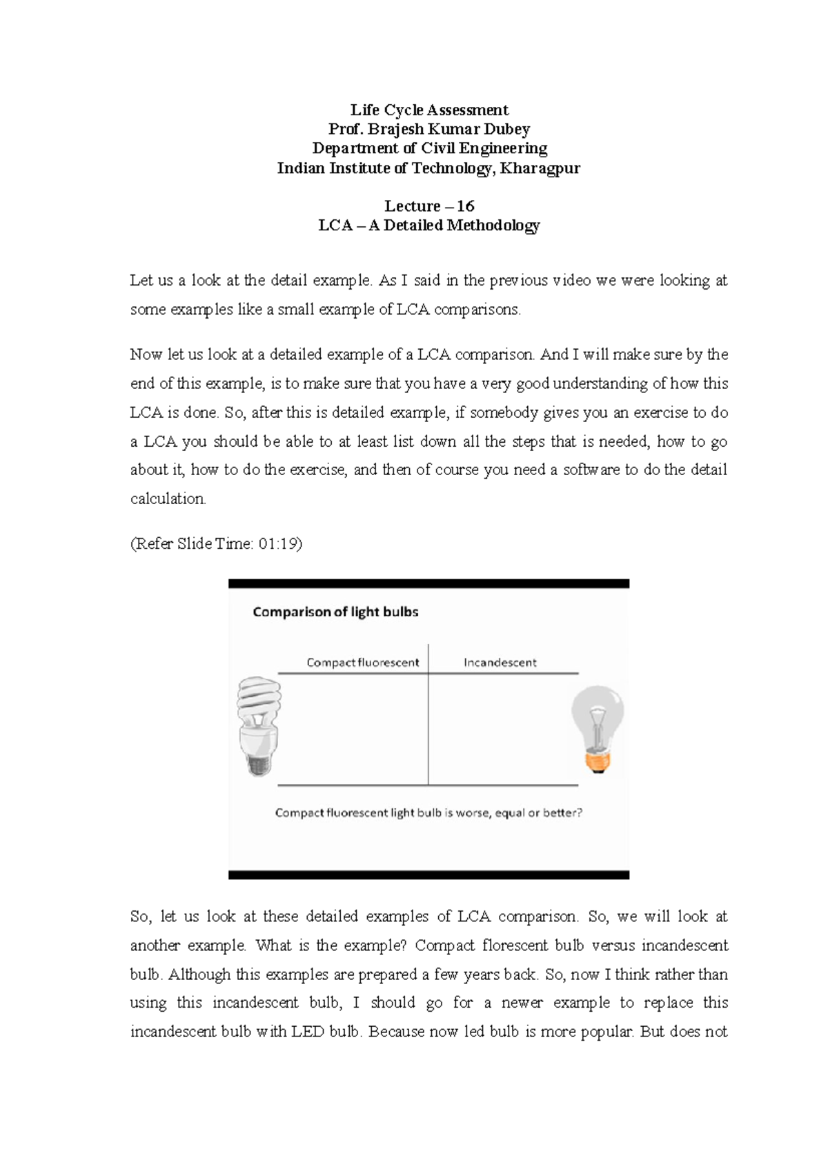 Lec16 - Notes - Life Cycle Assessment Prof. Brajesh Kumar Dubey ...