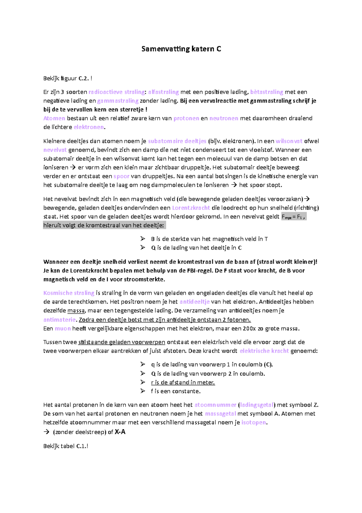 Samenvatting systematische natuurkunde katern C - Samenvatting katern C ...