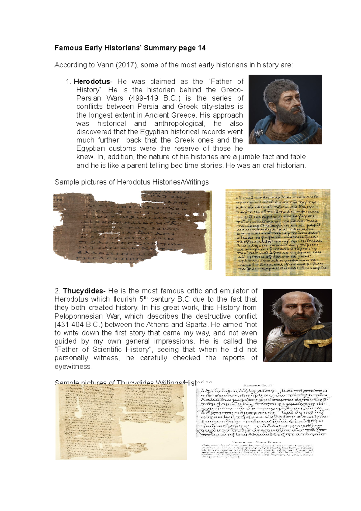 Famous Early Historians Summary - He is the historian behind the Greco ...