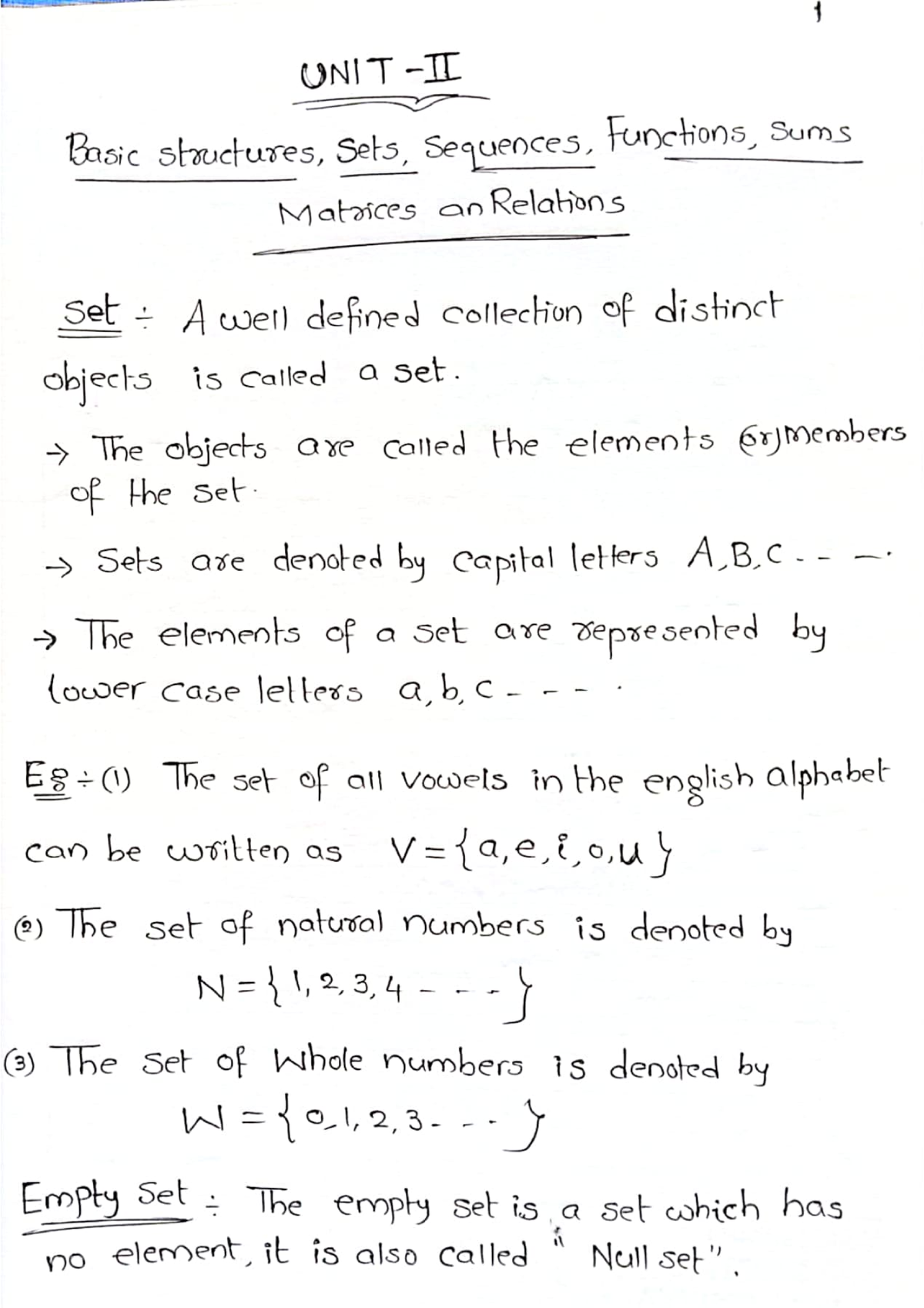 DM@UNIT-2@Complete notes - UNIT Basic structures, Sets, Sequences ...