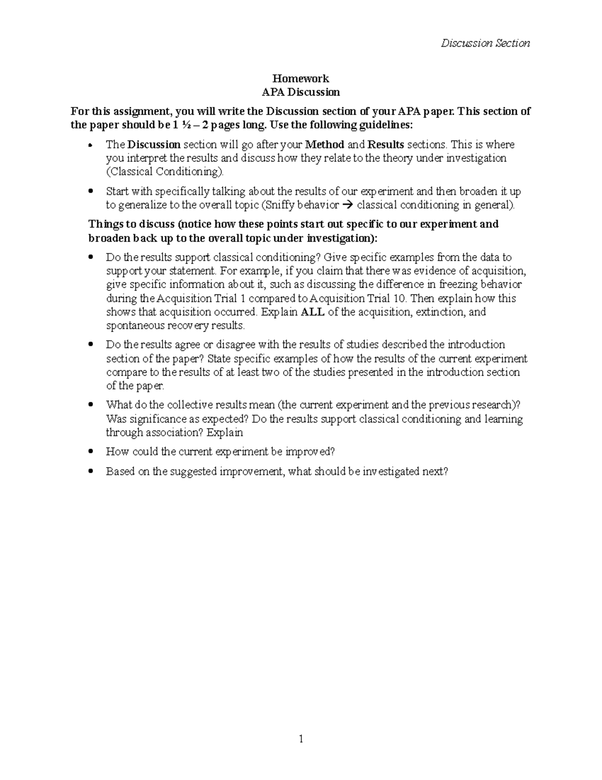 Homework 7 - Discussion - Discussion Section Homework APA Discussion ...