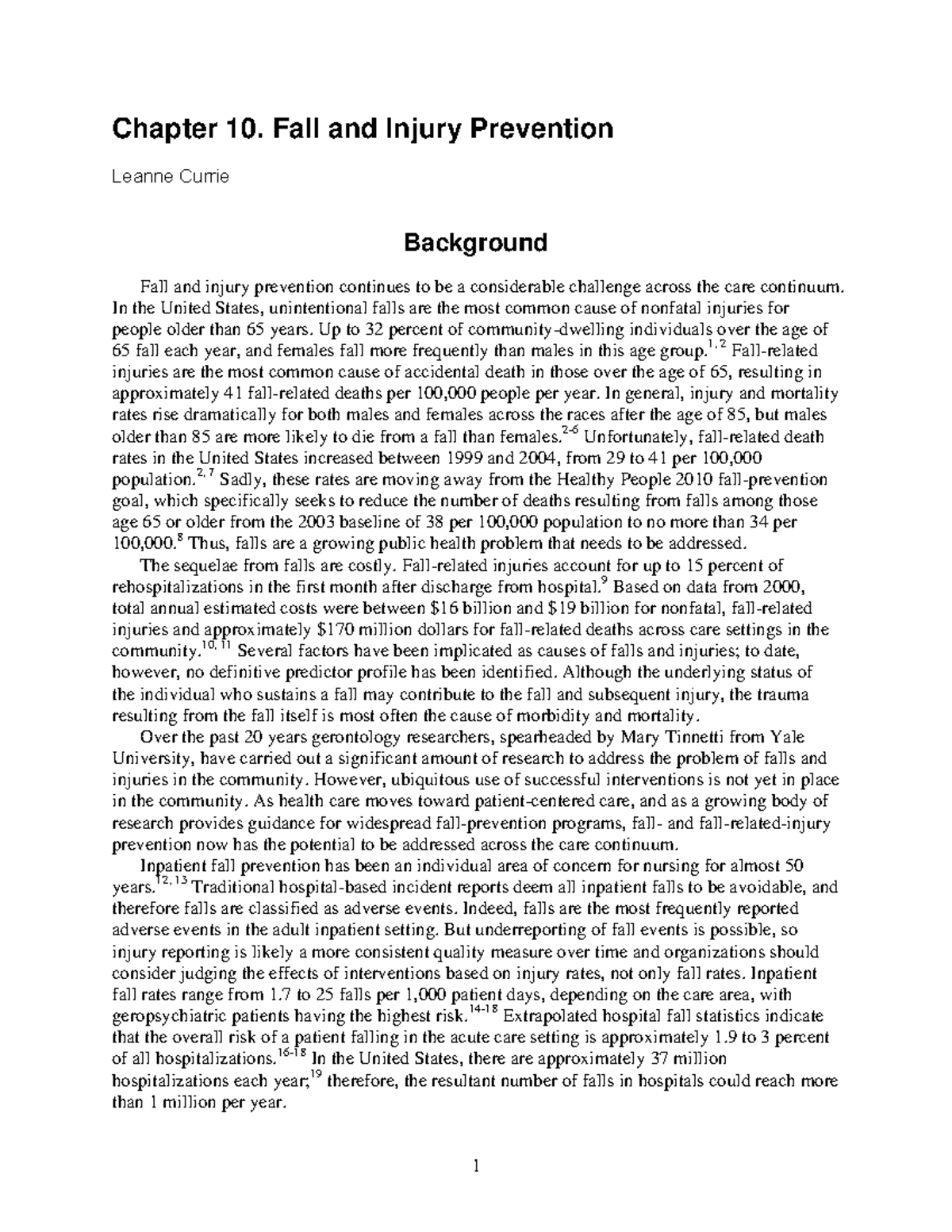 D221 fall prevention - Task1 - Chapter 10. Fall and Injury Prevention ...