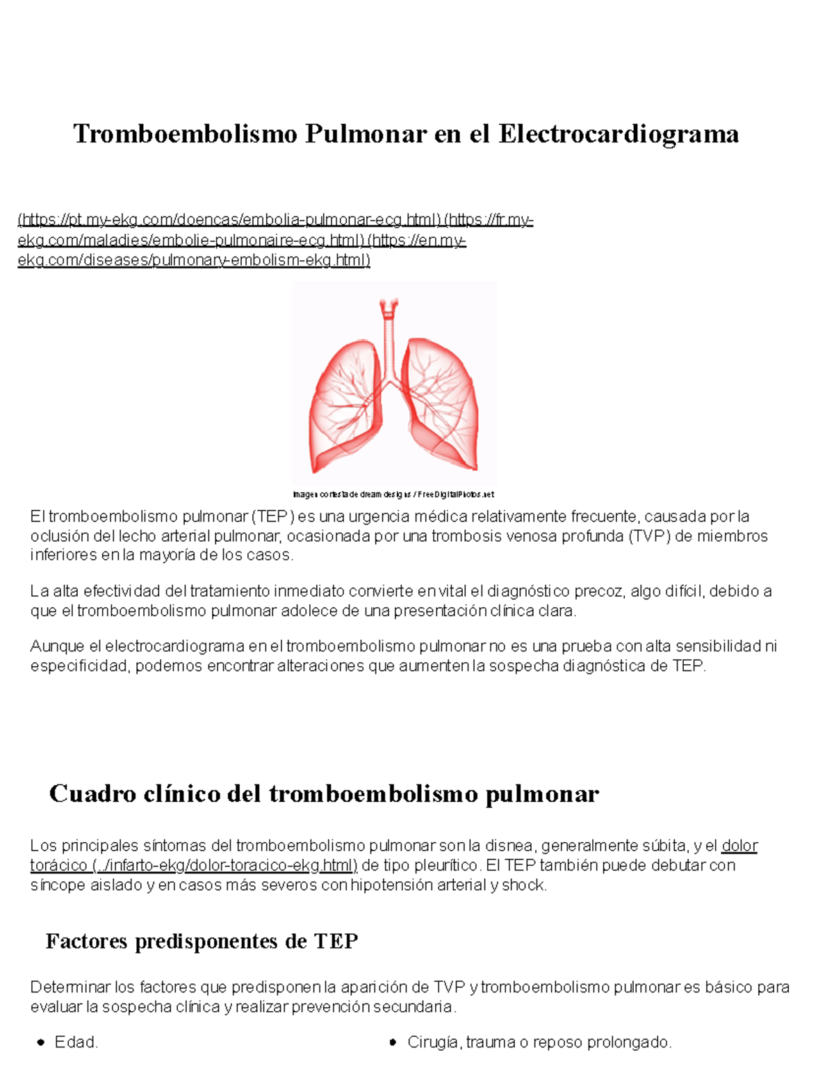 Tromboembolismo Pulmonar en el Electrocardiograma - (pt.my-ekg/doencas ...