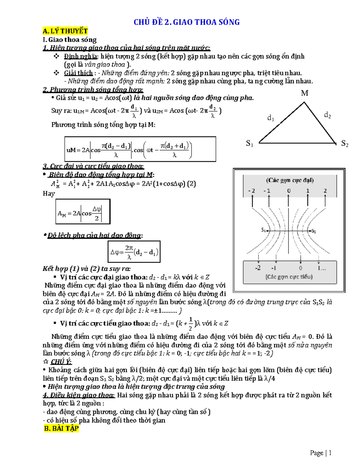 FILE 20211121 112906 HS-Giao thoa sóng - CHỦ ĐỀ 2. GIAO THOA SÓNG A. LÝ ...