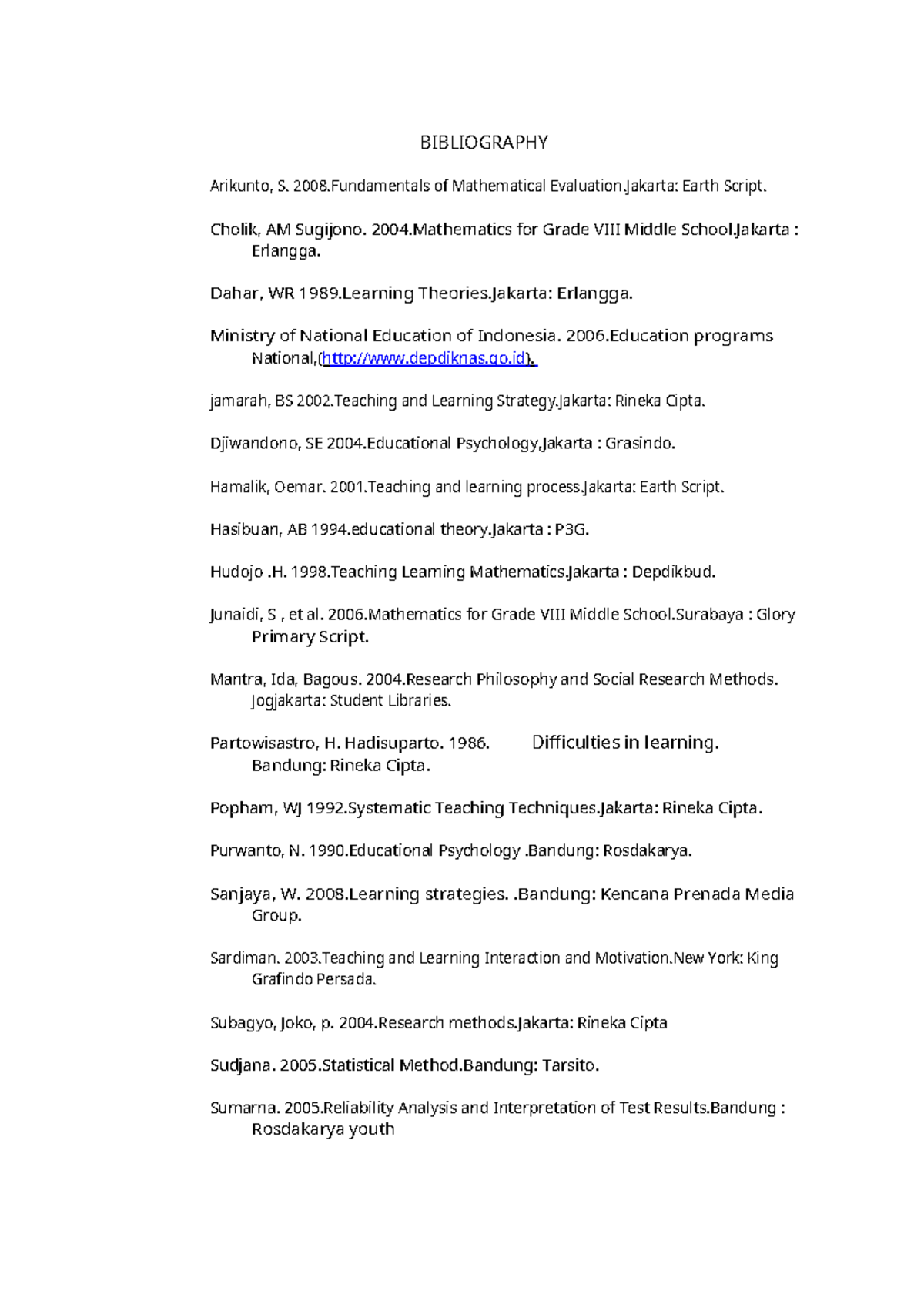Math Notes-16 - Math Notes-16 - BIBLIOGRAPHY Arikunto, S. 2008 of ...