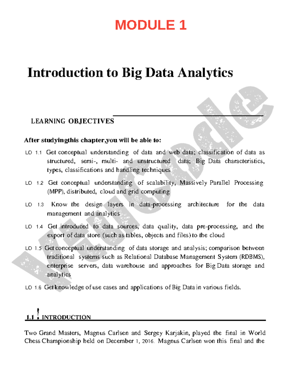 Module 1 notes - Chapter 1 LEARNING OBJECTIVES After studyingthis ...