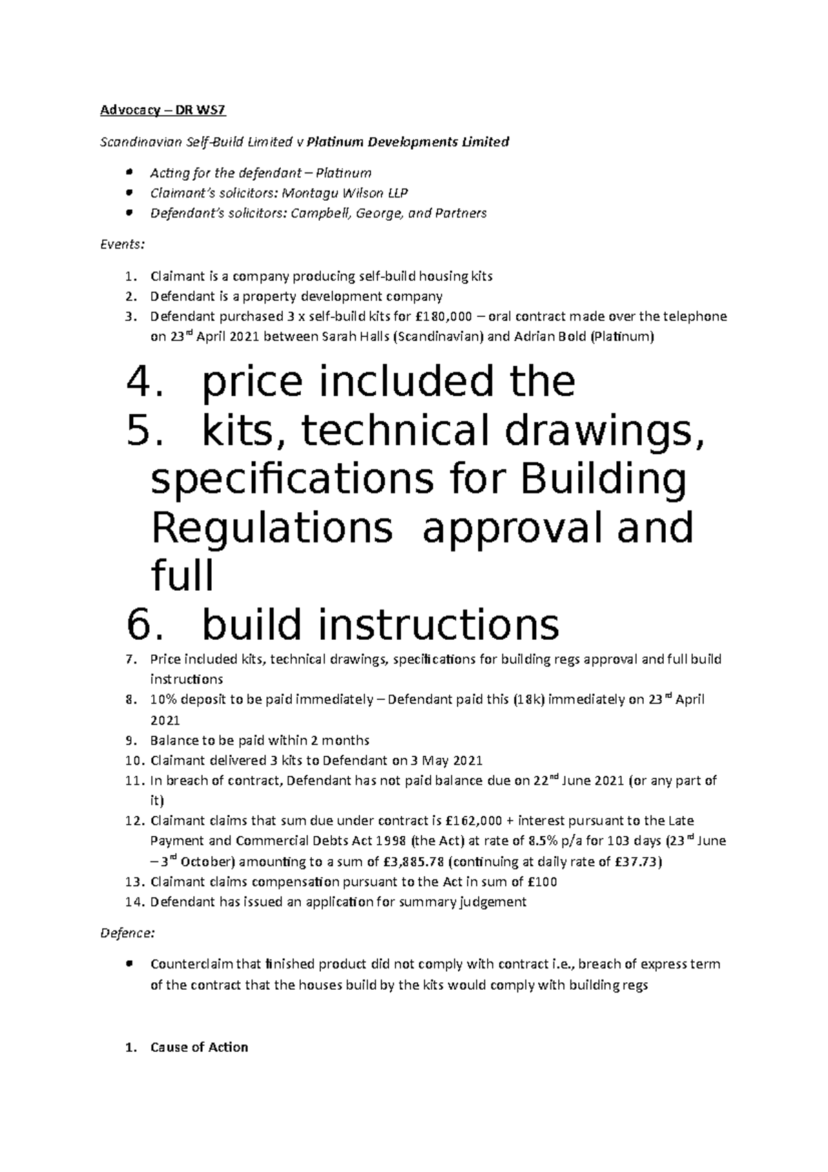 Advocacy notes and questions - DR2122 - Studocu