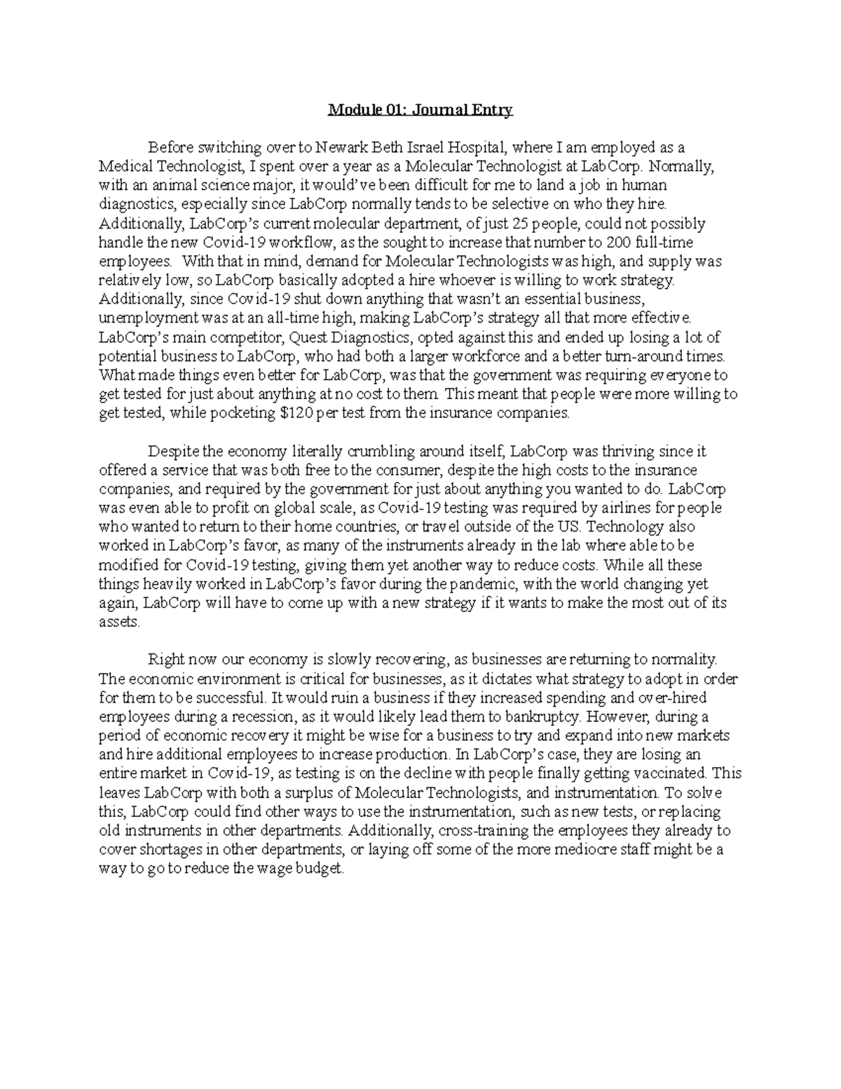 04. OL 501 - Module One Journal - Module 01: Journal Entry Before ...