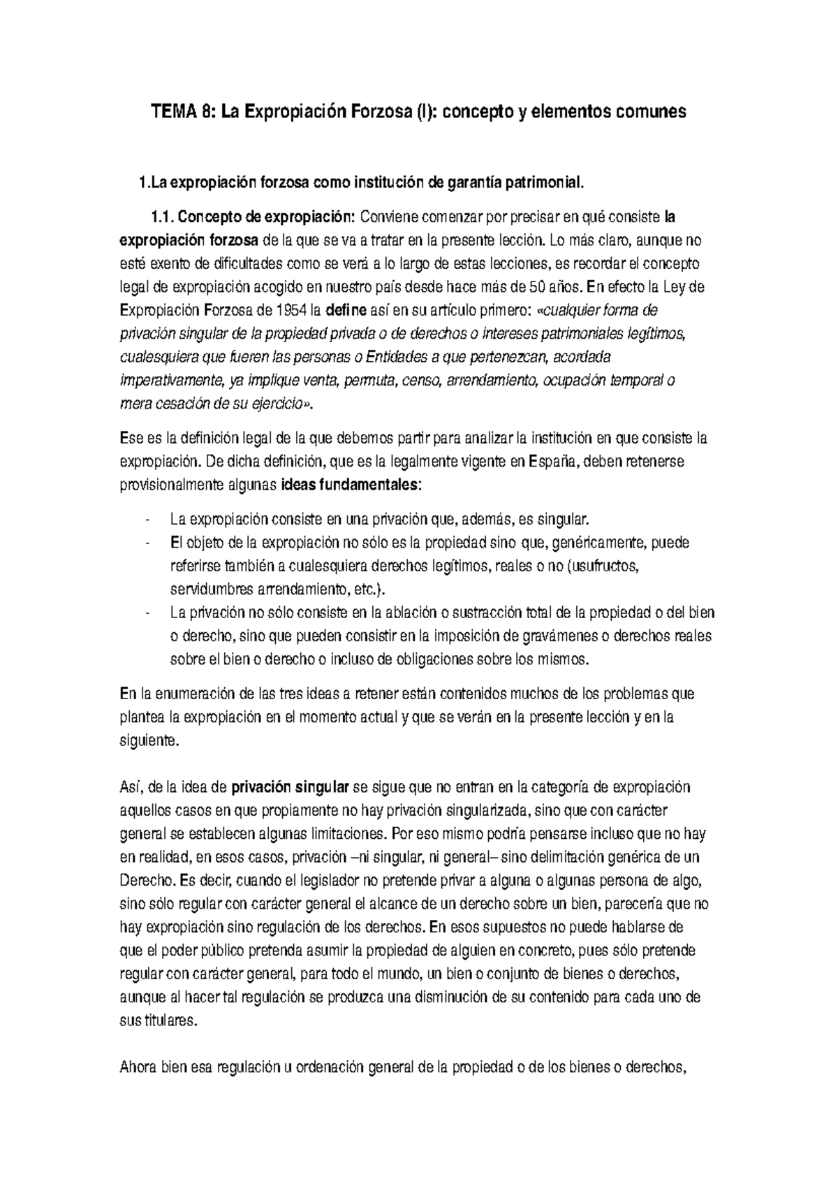Lección 6 Expropiación Forzosa (I) - TEMA 8: La Expropiación Forzosa (I ...