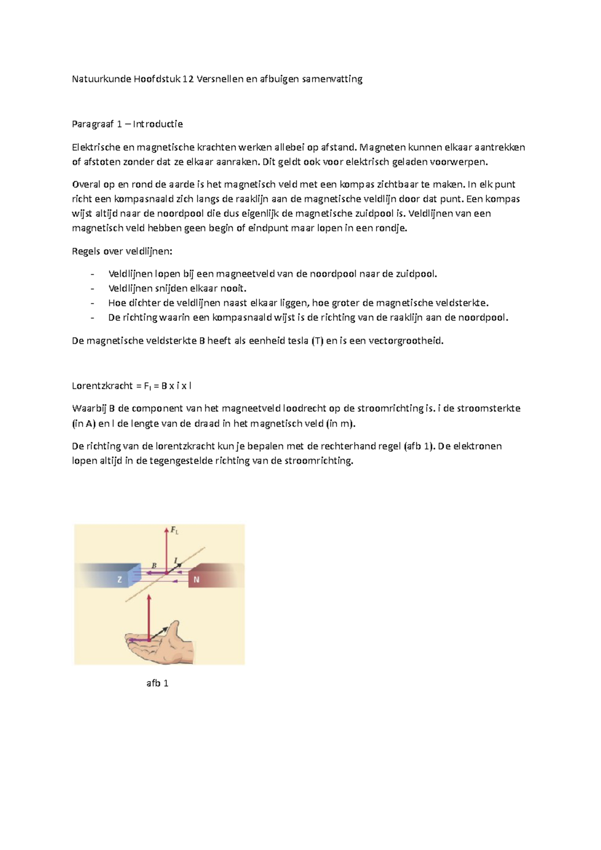 Natuurkunde Hoofdstuk 12 Versnellen en afbuigen samenvatting ...