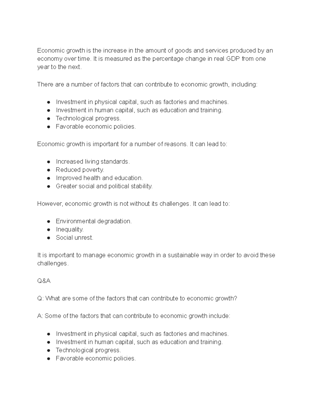 Lecture 11 Economic Growth - Economic growth is the increase in the ...
