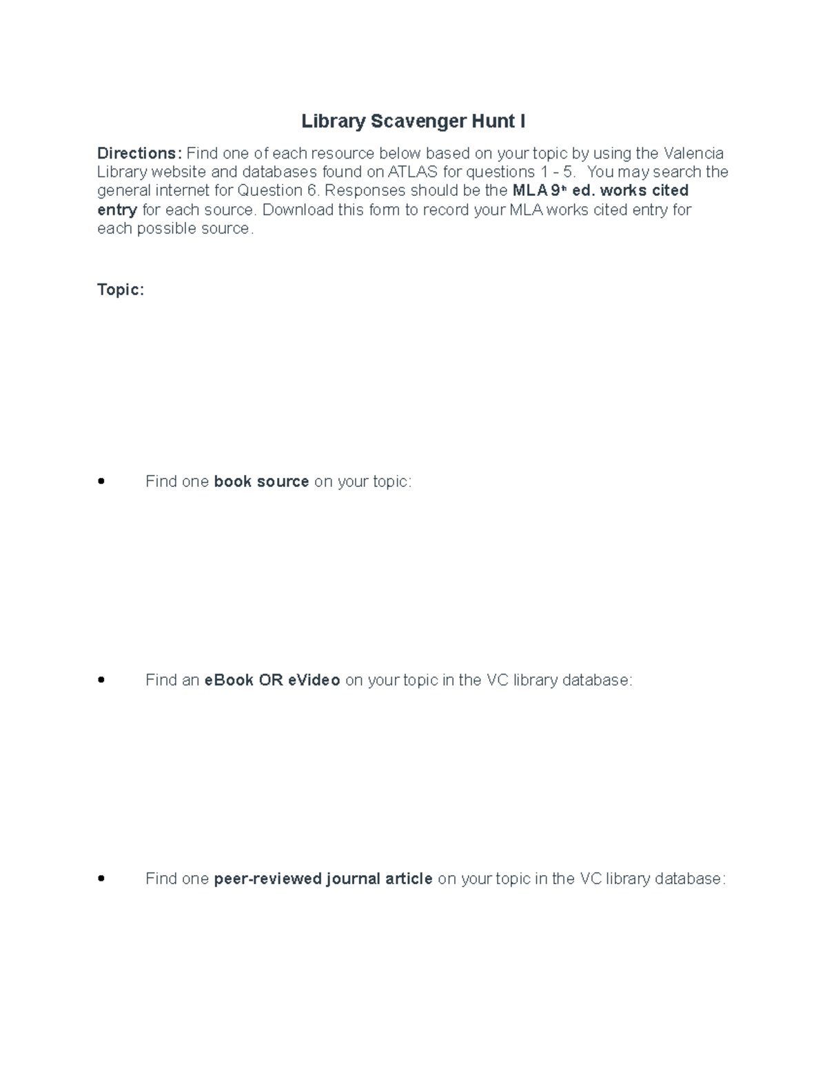 Library Scavenger Hunt I Worksheet-1 - Library Scavenger Hunt I ...