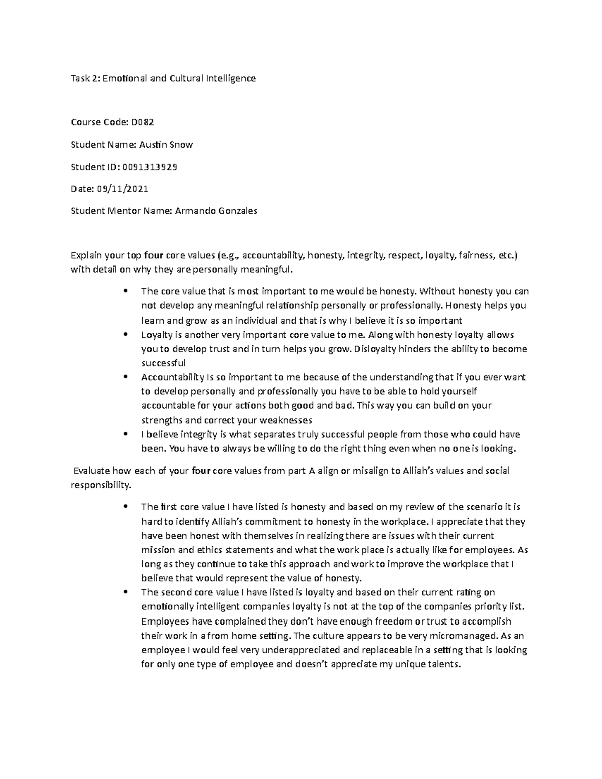 Austin Snow D082 TASK 2 - PASS - D081 - WGU - Studocu