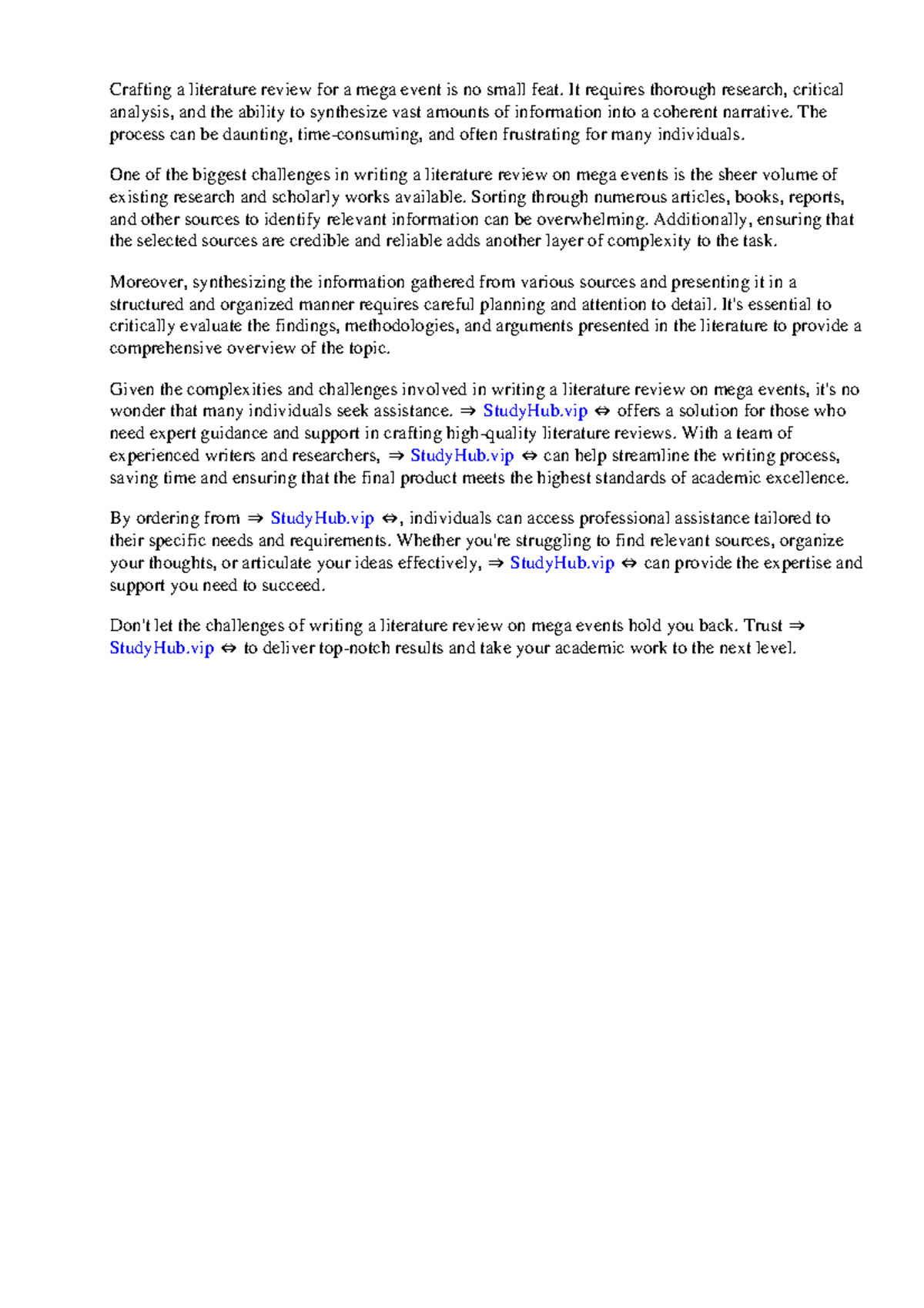 Mega Event Literature Review - Crafting a literature review for a mega ...