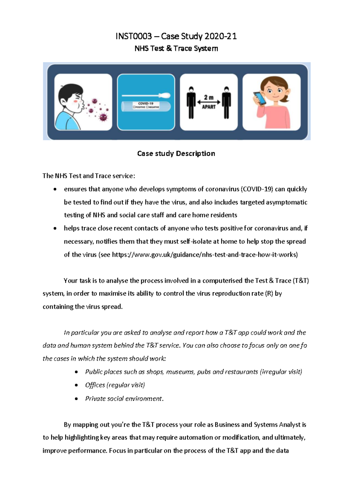 Case Study for the course - INST 0003 – Case Study 2020 - 21 NHS Test ...