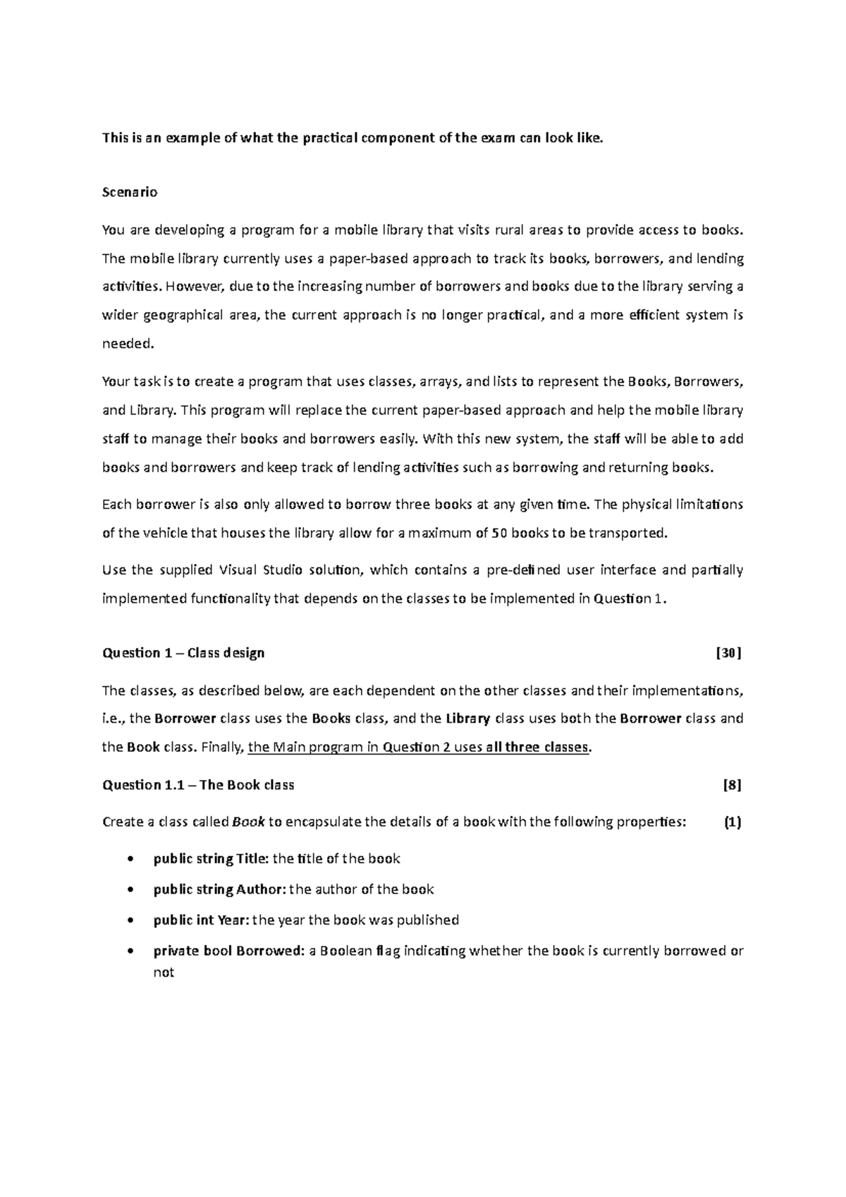 Practical question example - This is an example of what the practical ...