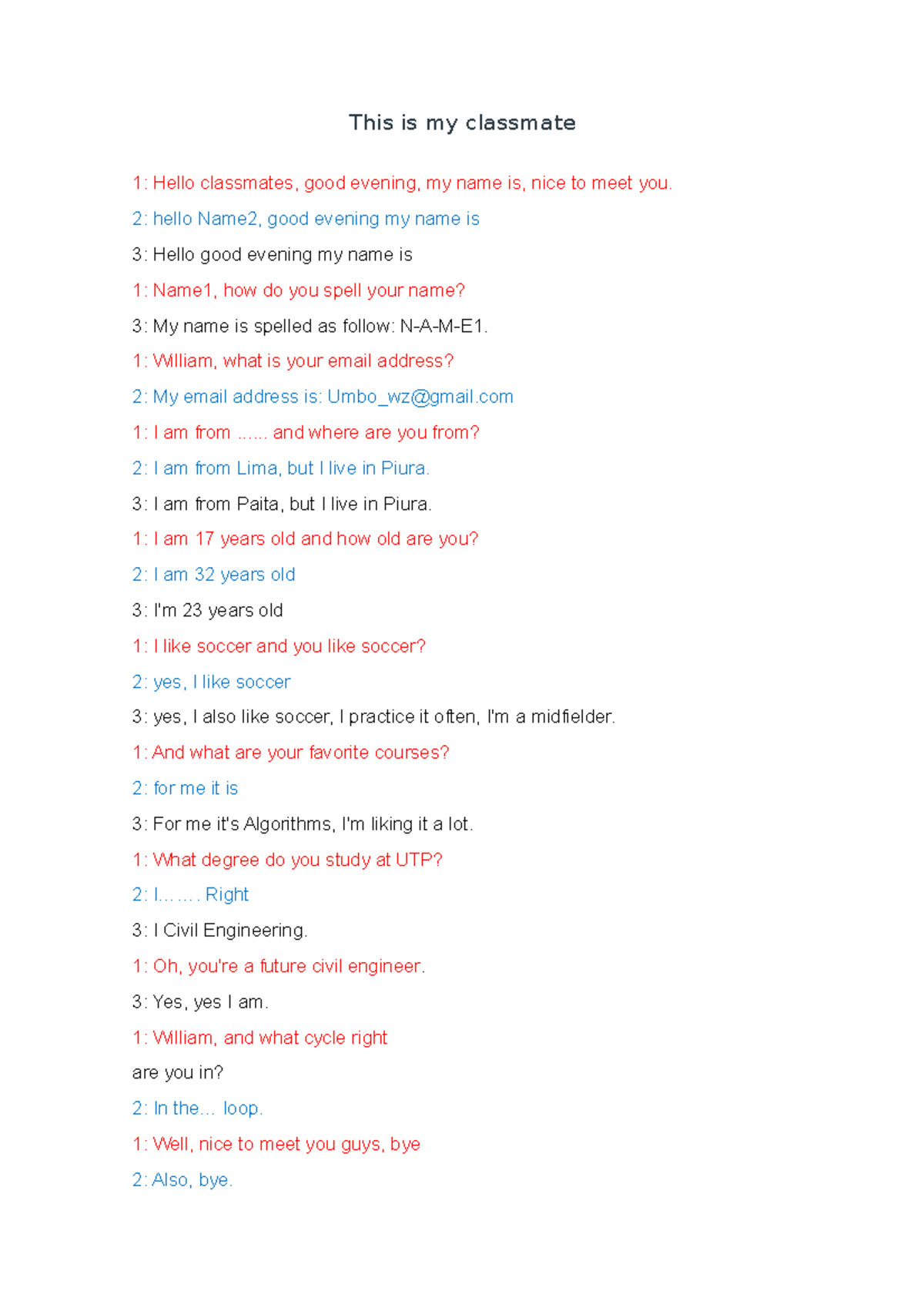 This is my classmate - notas - This is my classmate 1: Hello classmates ...