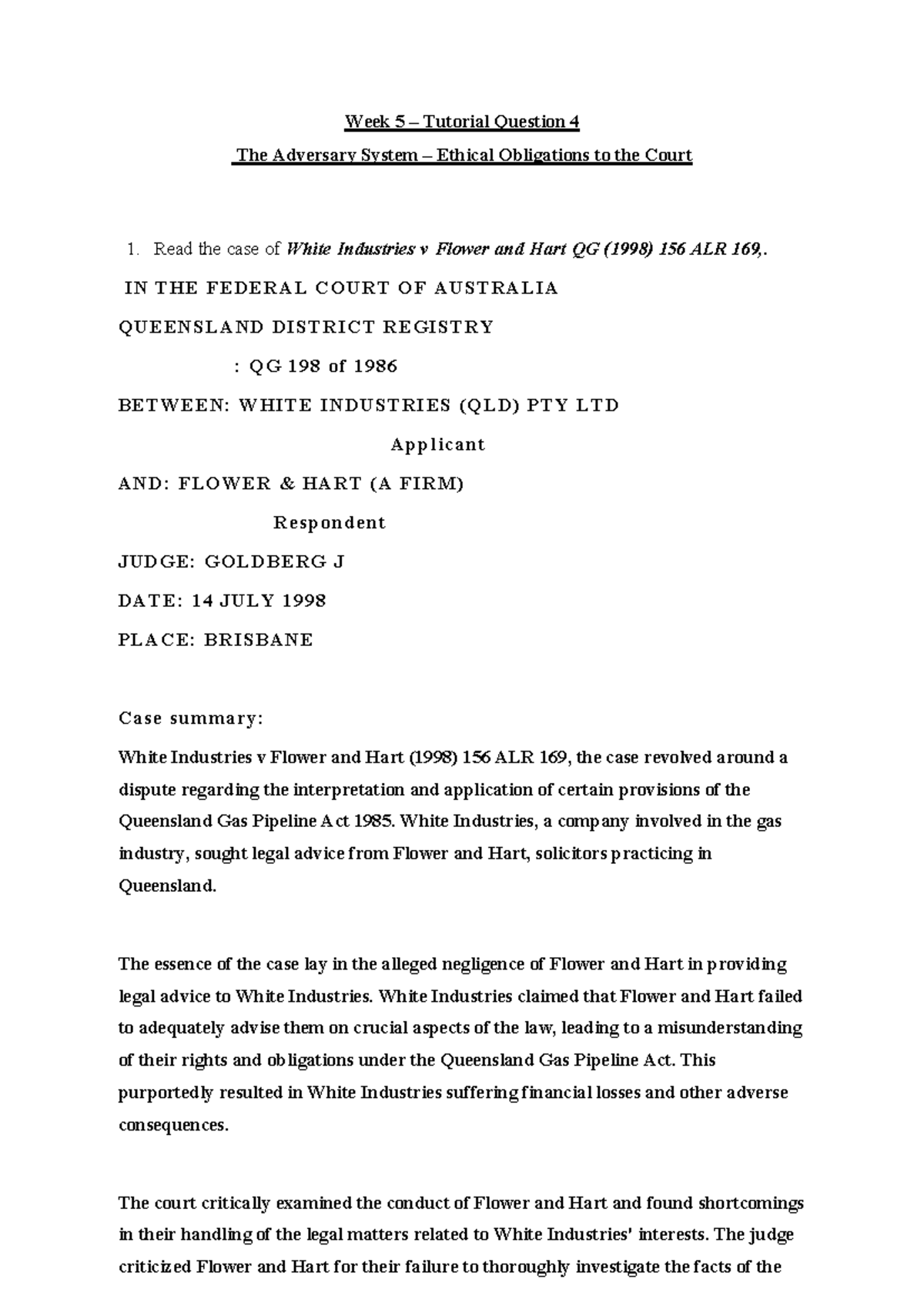 LW306 Tutorial 4 Q&A - Week 5 – Tutorial Question 4 The Adversary ...