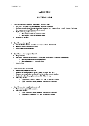 WEEK 1 2 - Intro to WEKA - nota dan jawapan - ITS665/ISP565 DATA MINING 2021 LAB EXERCISE - Studocu
