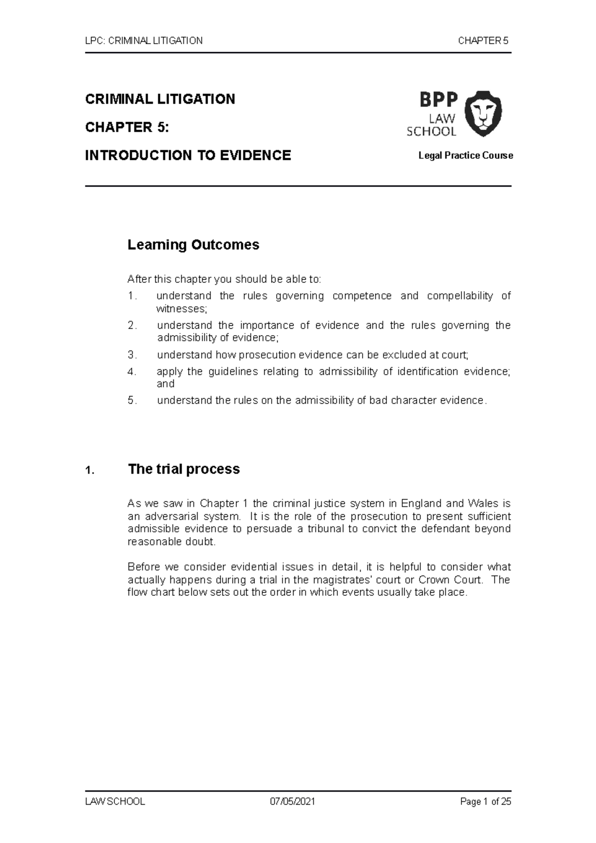 Criminal Litigation Chapter 5 21-22 - LPC: CRIMINAL LITIGATION CHAPTER ...