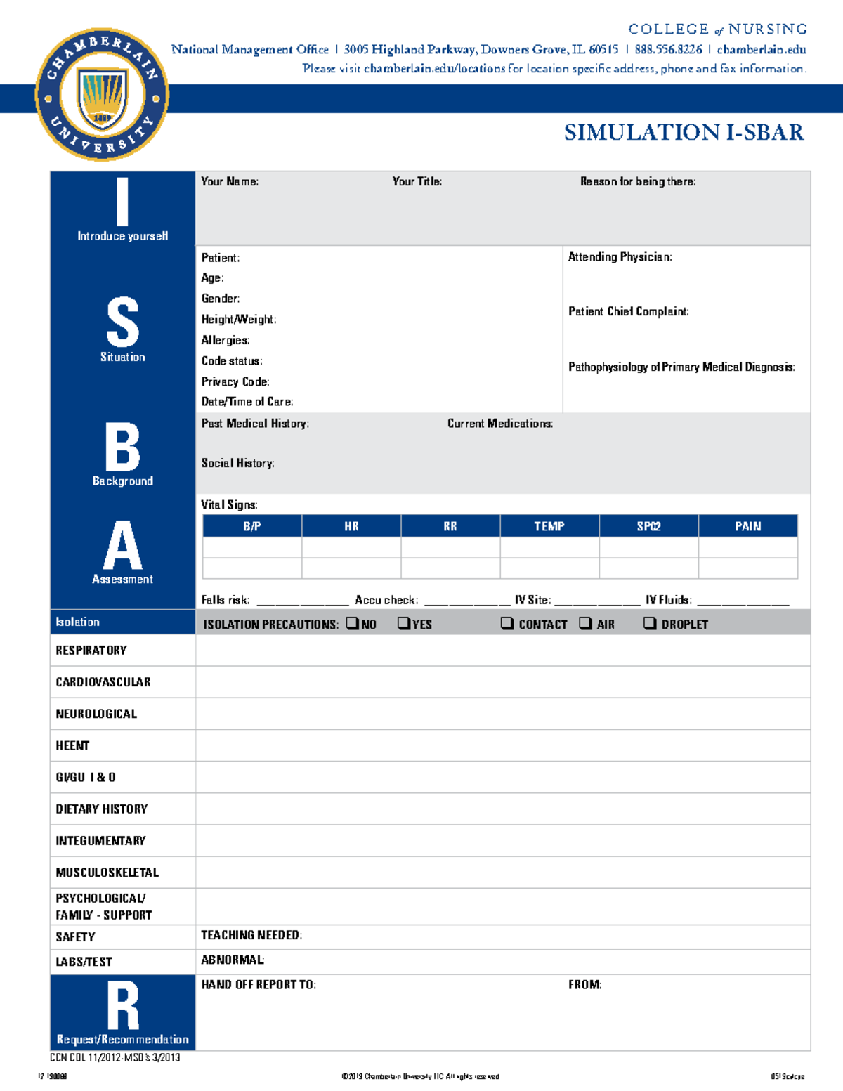 I-SBAR information A - jiokbnjlk,.mkl, - SIMULATION I-SBAR I Introduce ...