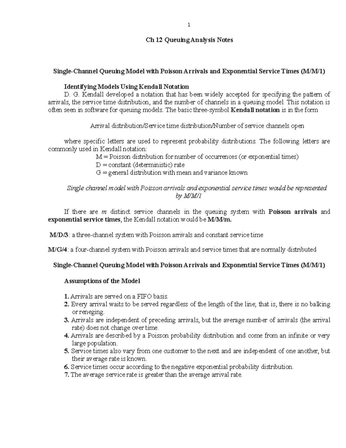 Ch 12 Concepts and Formulas in Queuing Analysis - Ch 12 Queuing ...