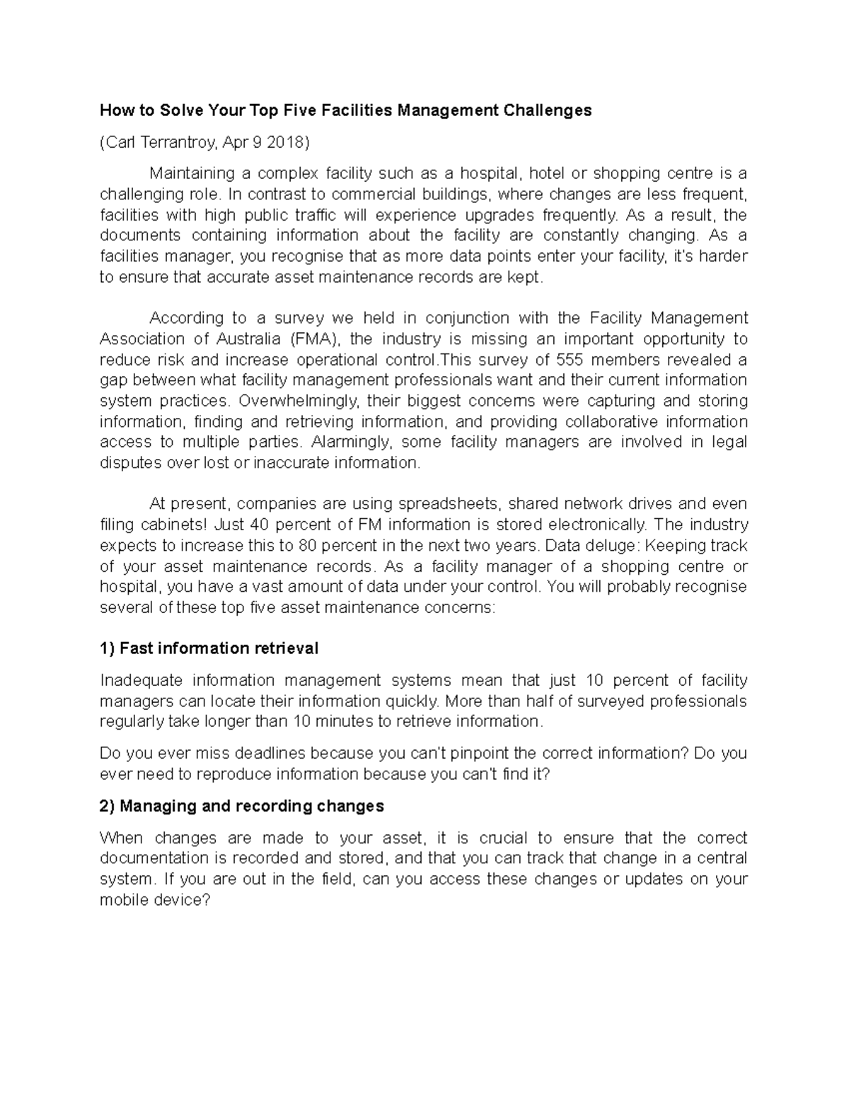 How to Solve Your Top Five Facilities Management Challenges - In ...