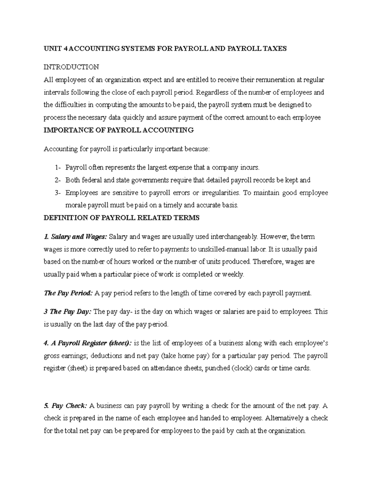 Xxx - UNIT 4 ACCOUNTING SYSTEMS FOR PAYROLL AND PAYROLL TAXESUNIT 4 ...