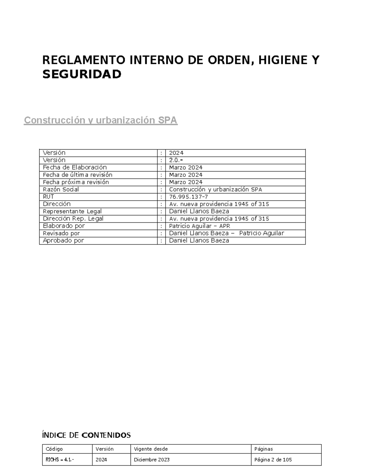 Riohs Octubre 2024 - asfsdf - Código Versión Vigente desde Páginas ...