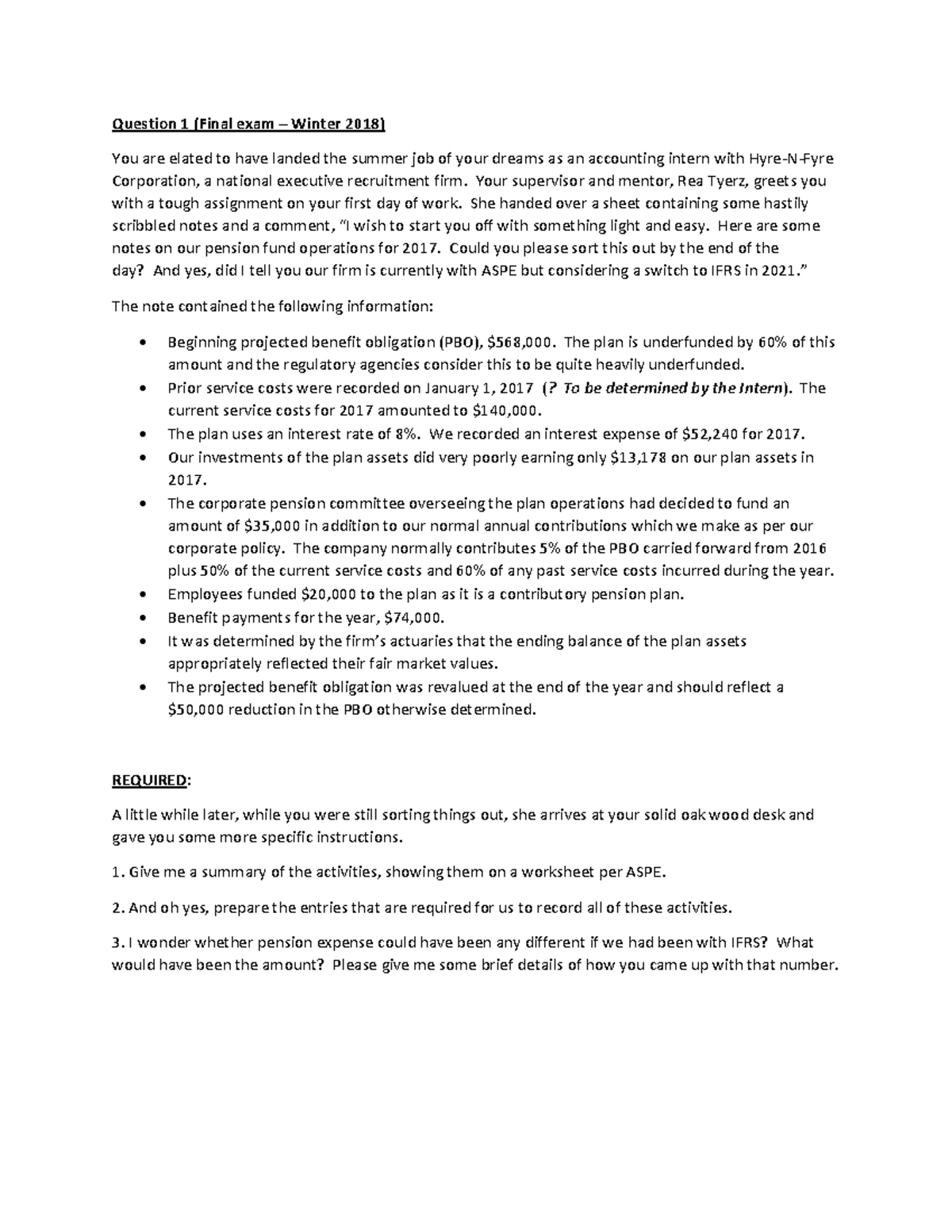 Chapter 19 tutorial F2021.pdf - Question 1 (Final exam – Winter 2018 ...