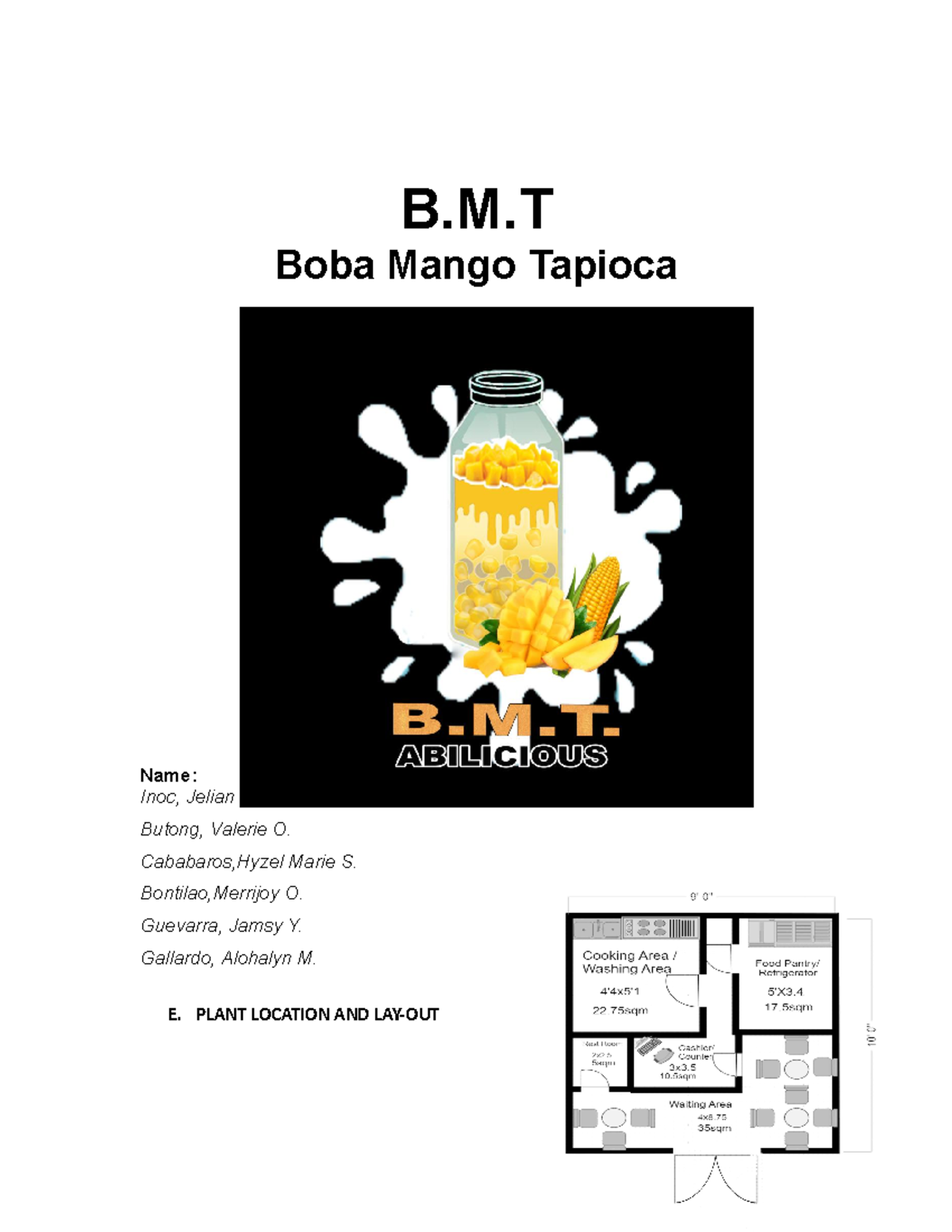 Production-1-4 - business plan - B.M Boba Mango Tapioca Name: Inoc ...