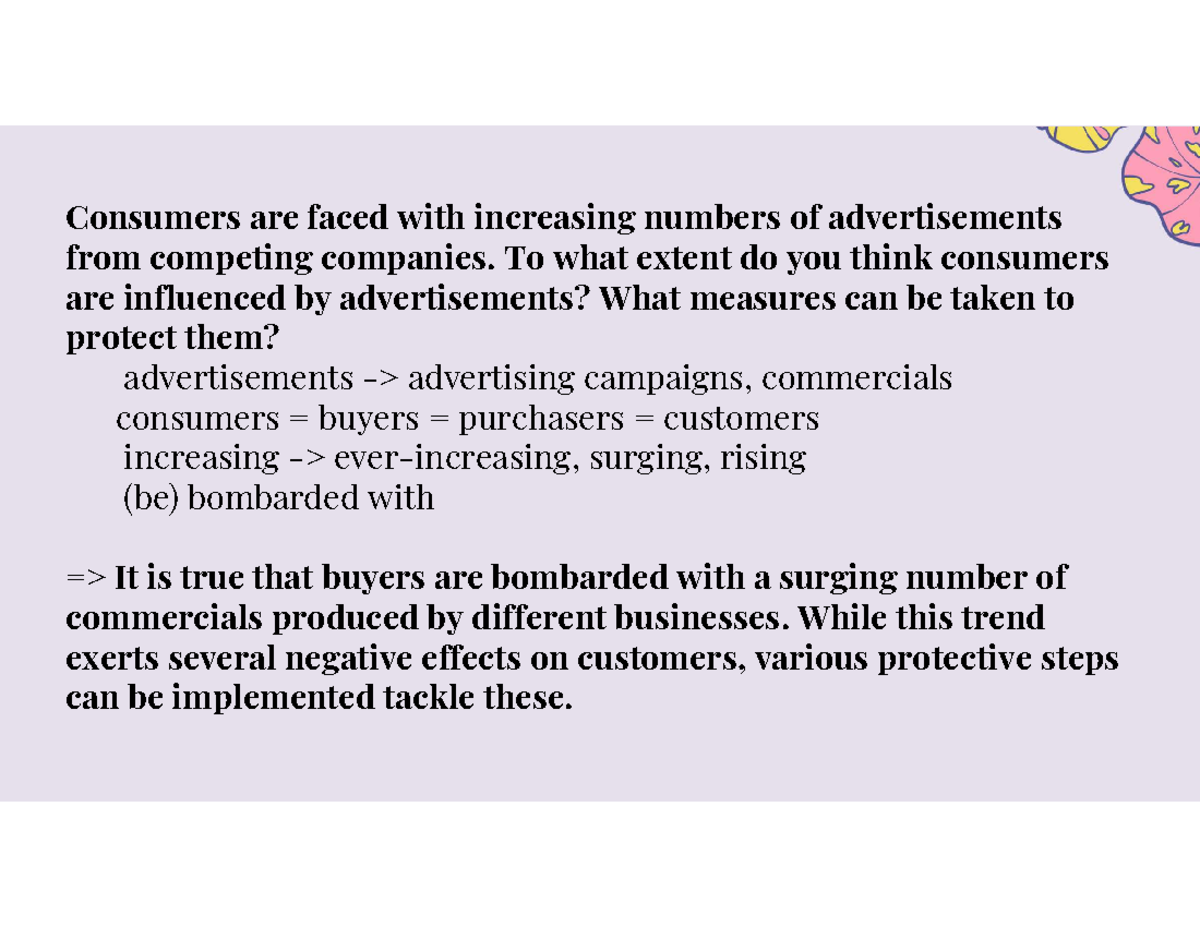 Writing - Buổi 8 Causes Problems Solutions (tiếp) - Consumers are faced ...