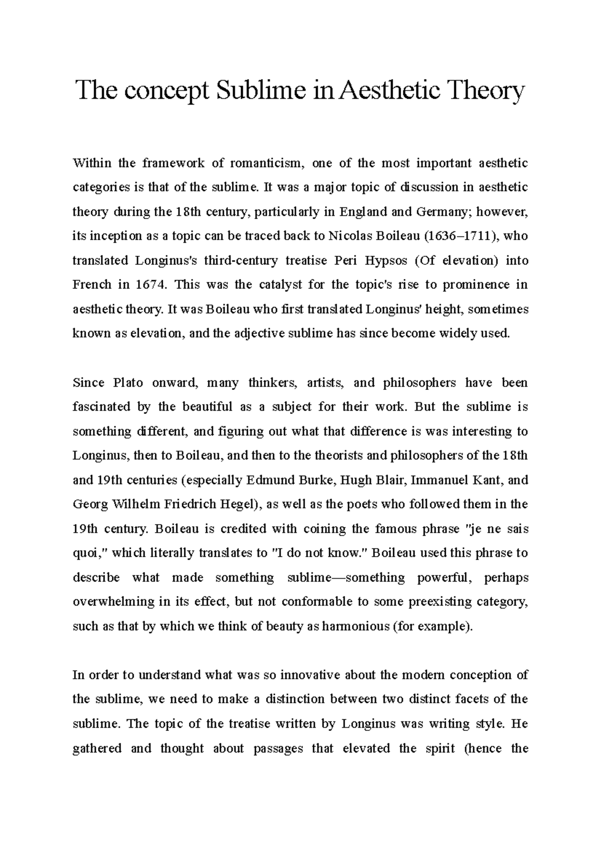 The concept Sublime in Aesthetic Theory - It was a major topic of ...