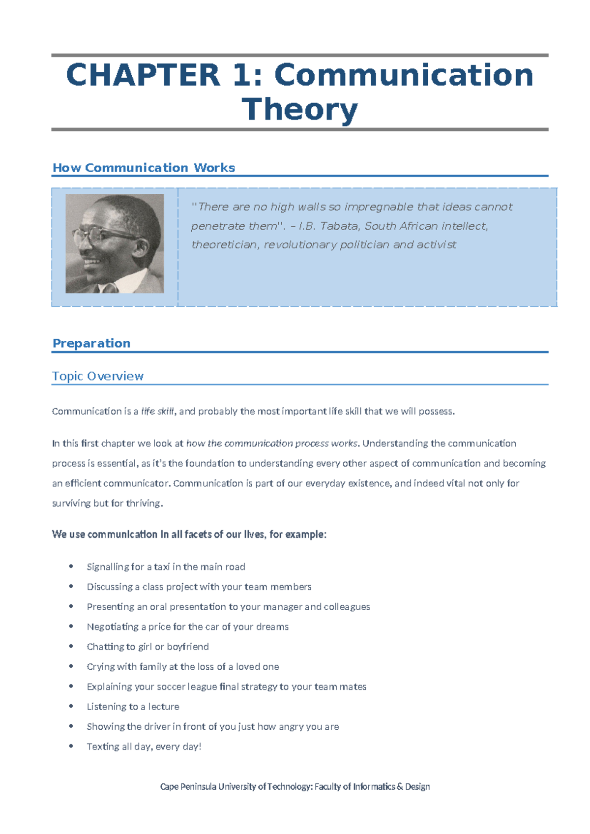 Chapter 1 Communication Theory - CHAPTER 1: Communication Theory How ...