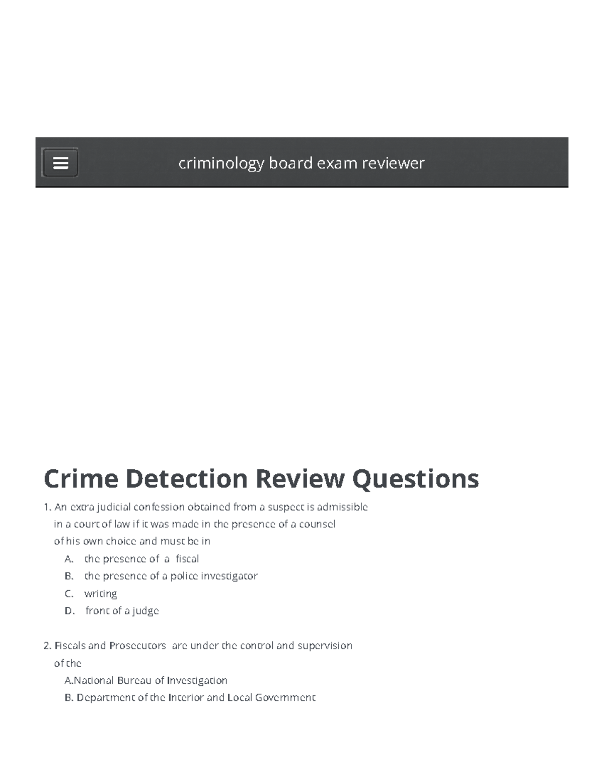 496629509 crime detection review questions criminology board exam ...