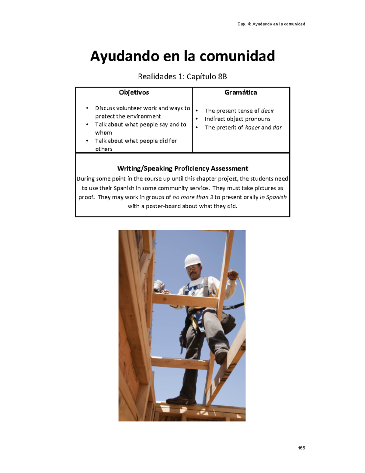 Chapter 8B- Spanish 2 - ! Ayudando(en(la(comunidad(( Realidades!1 ...
