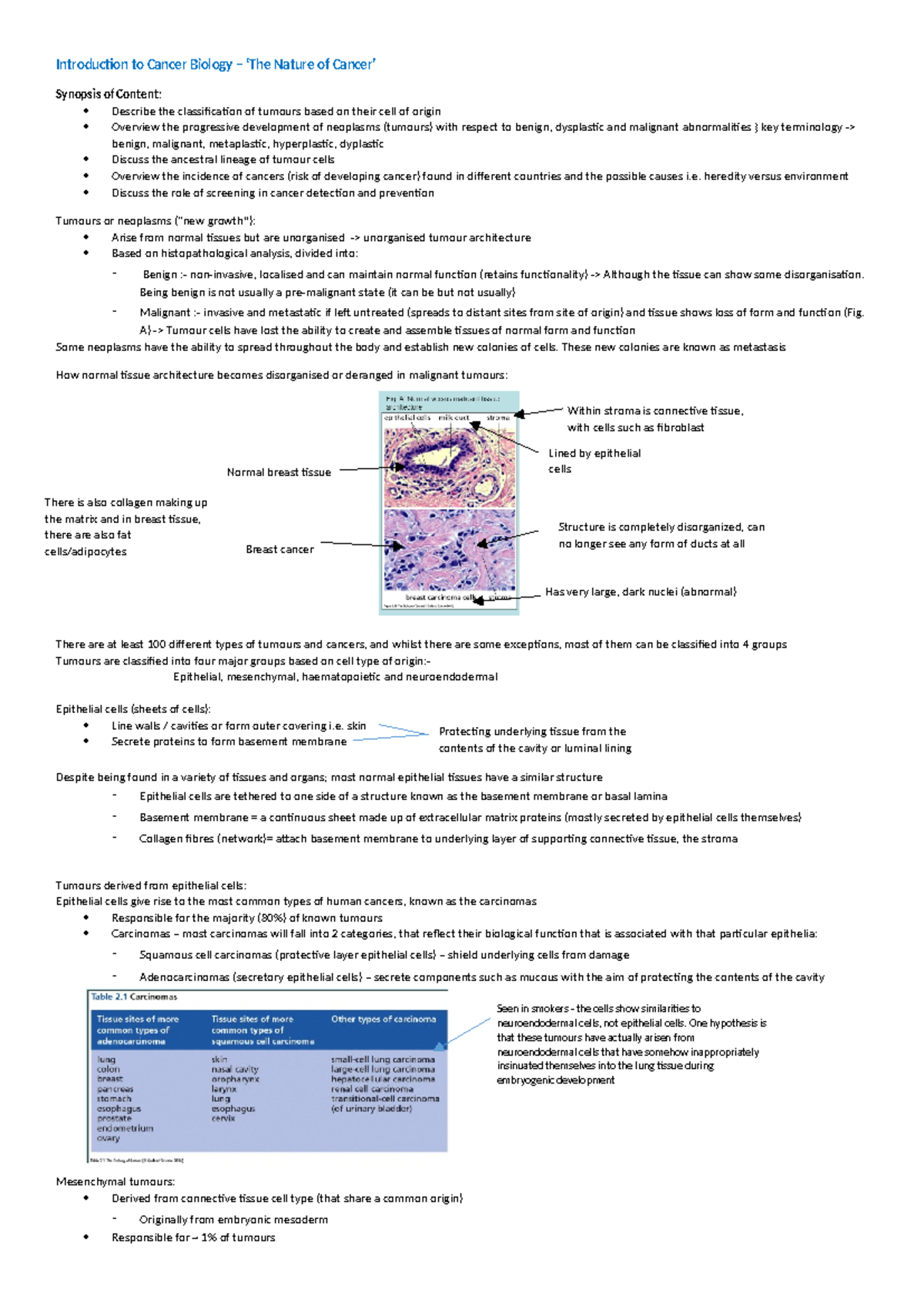 Introduction to Cancer Biology - heredity versus environment Discuss ...