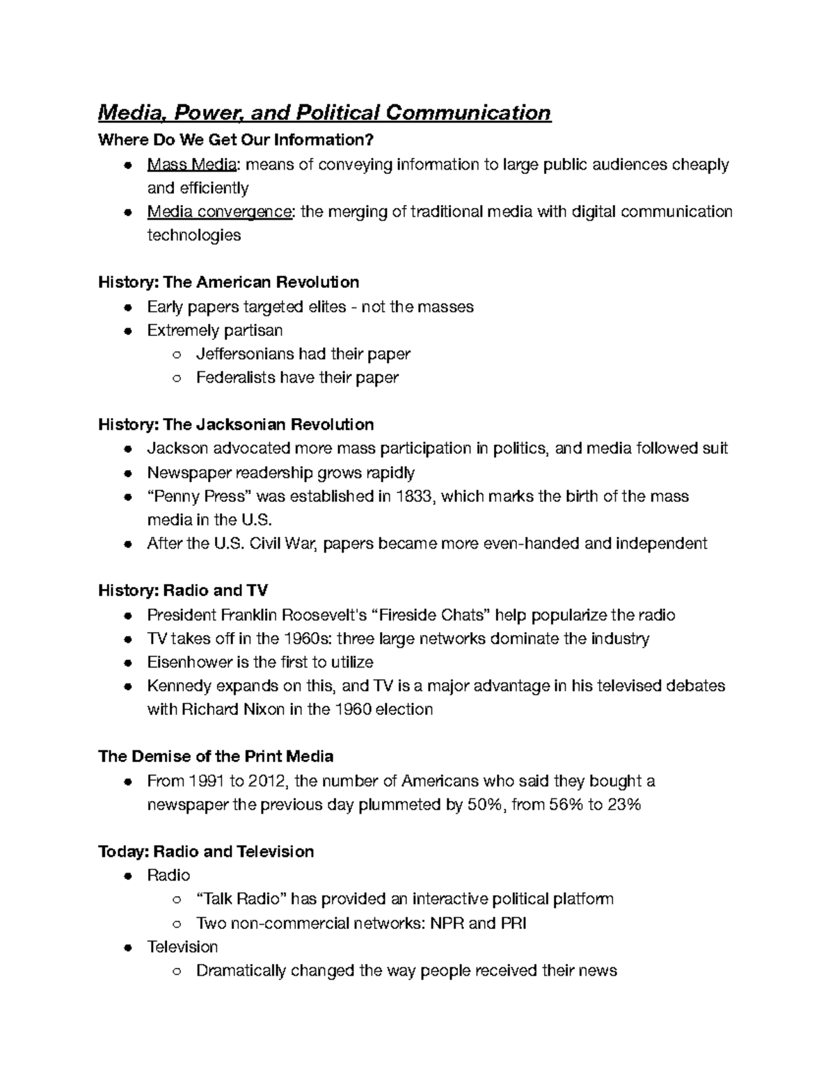 Media, Power, and Political Communication - After the U. Civil War ...