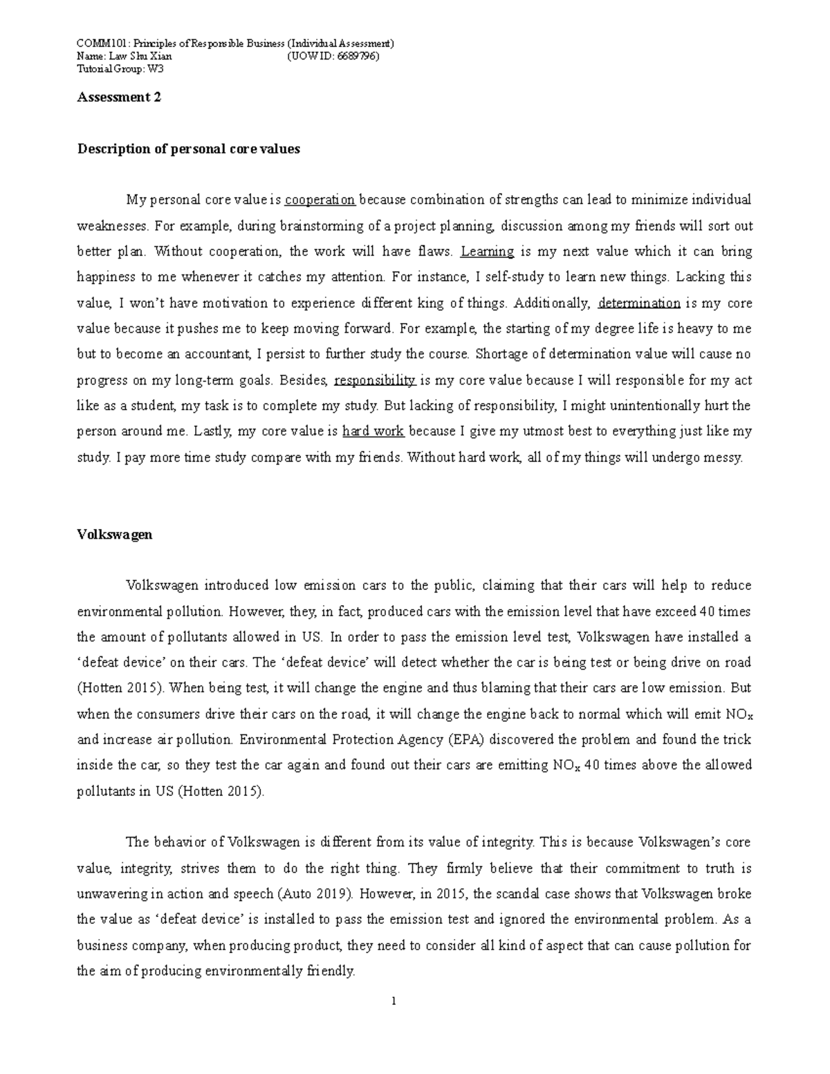 COMM101 Assessment 2 Report - Tutorial Group: W Assessment 2 ...