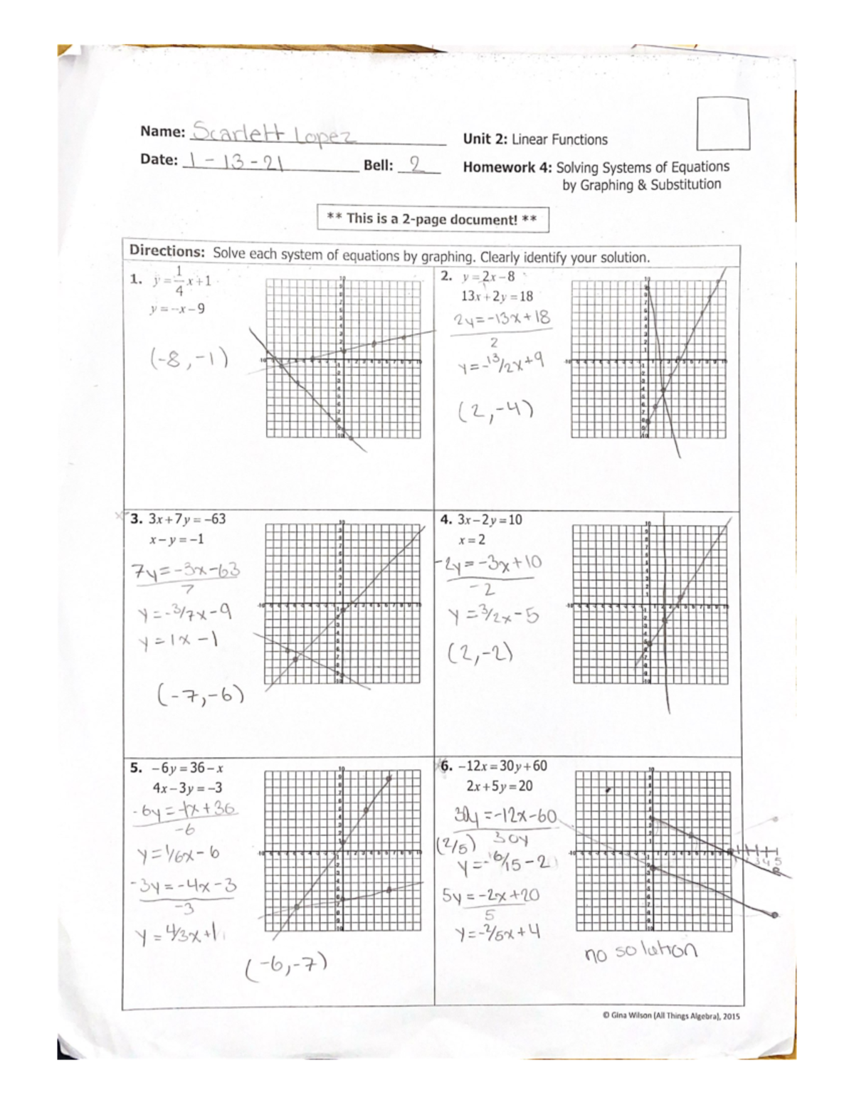 Graphing and substitution worksheet - Studocu