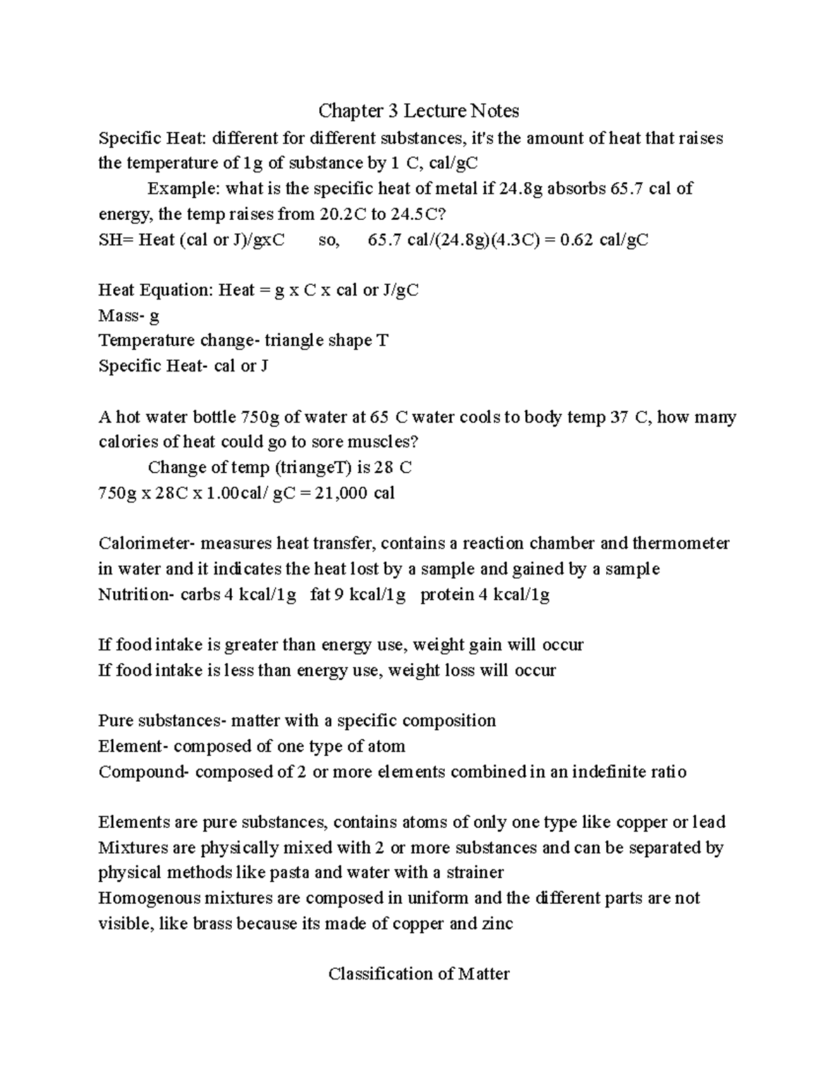 Inorganic- Envir CHEM 3 - Chapter 3 Lecture Notes Specific Heat ...