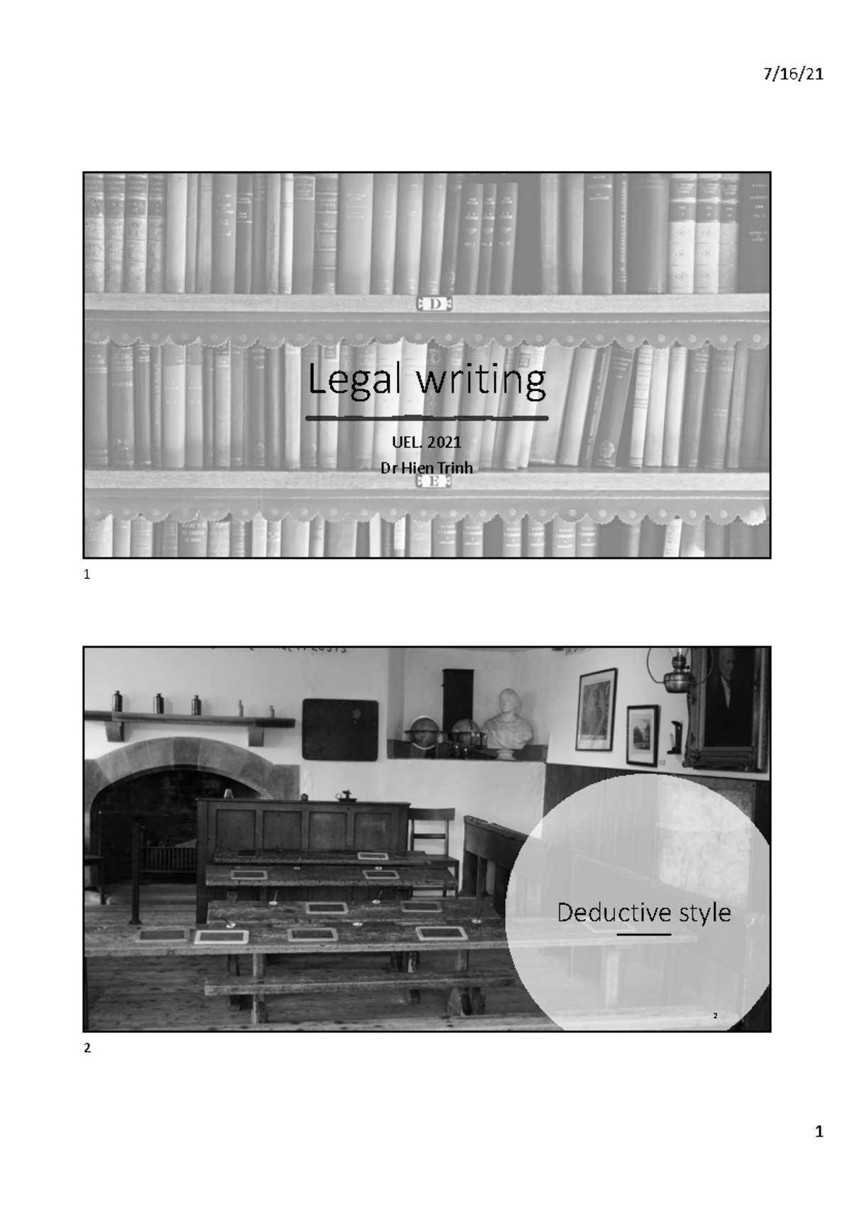 5 Legal writing - Legal writing UEL. 2021 Dr Hien Trinh 1 Deductive ...